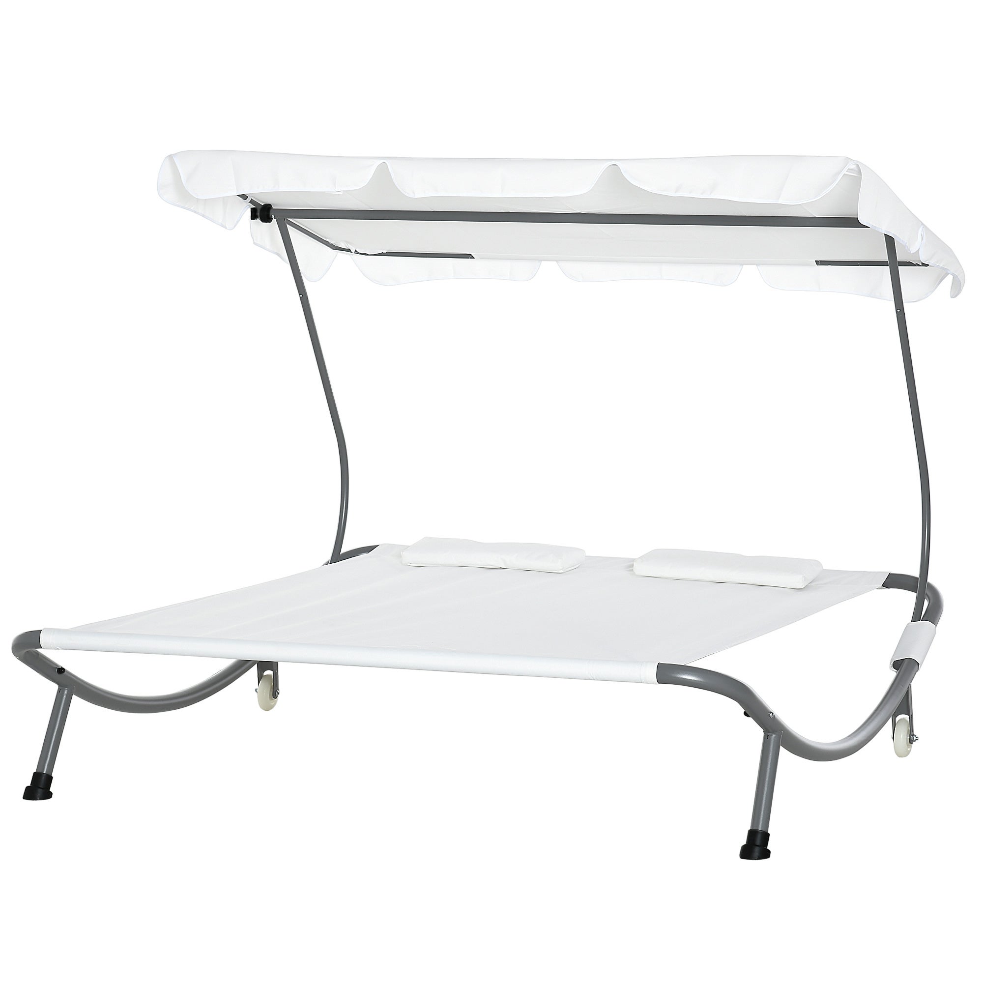 Outsunny Double Sunbed 2 Places Sunbed Adjustable Outdoor And Garden 2 ...