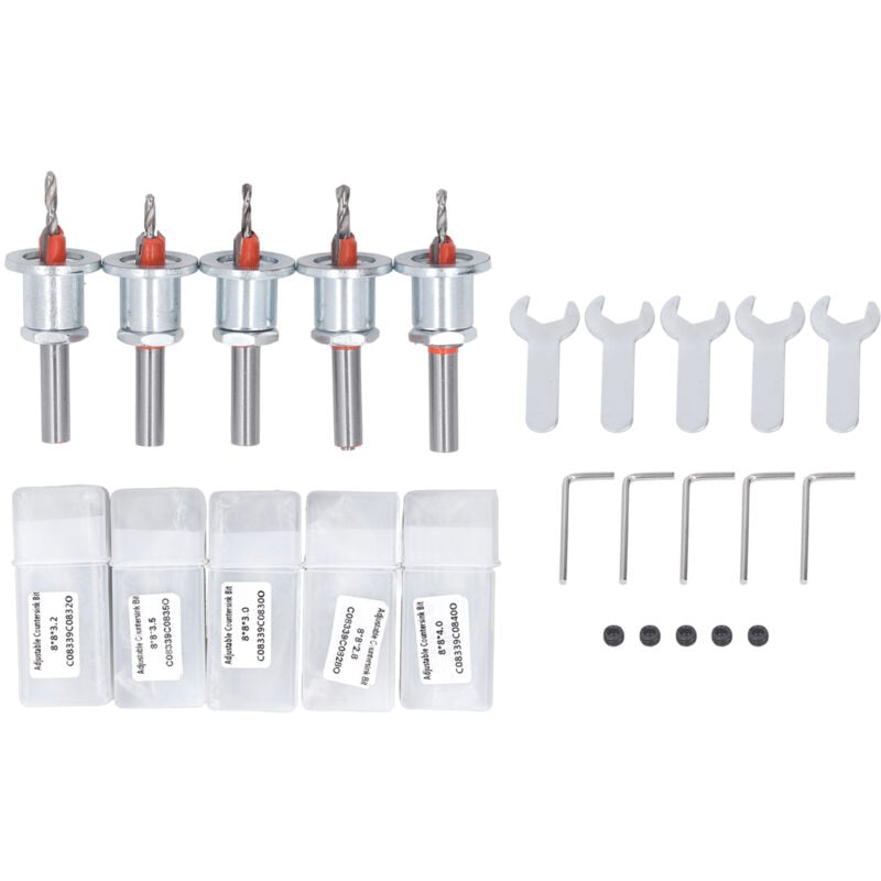 Ensemble de 5 forets à bois, foret à tige réglable, foret à fraiser ...