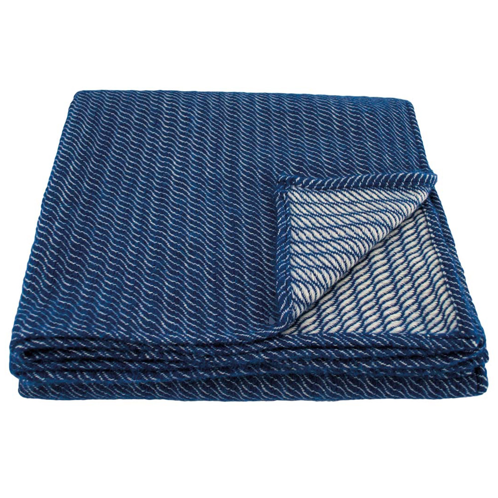 Plaid 100% pur laine vierge 120x180 cm EVIAN bleu abysse | Leroy Merlin