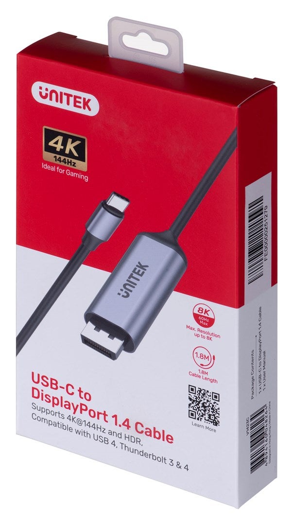 ADAPTATEUR UNITEK USB-C, DISPLAYPORT 1.4, 8K@60HZ, 1,8M, V1423C | Leroy ...