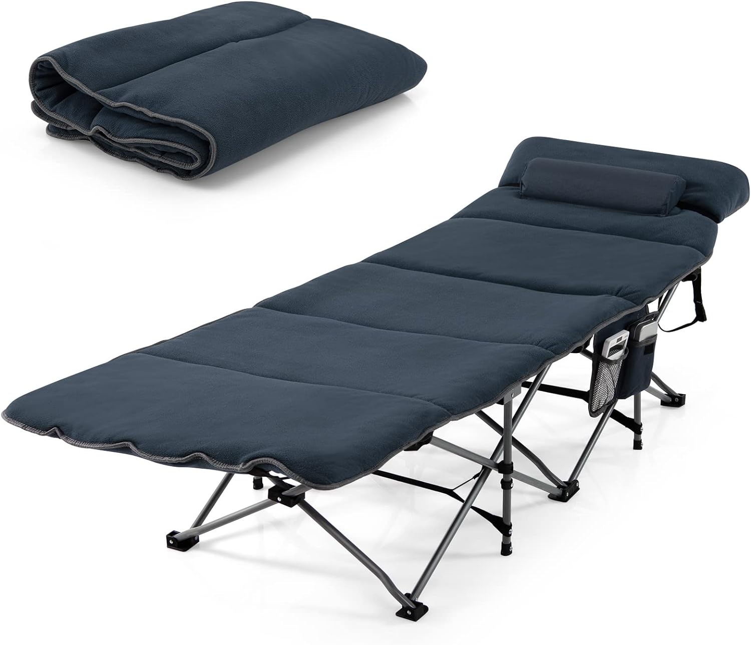 Lit de Camping Pliant avec Matelas et Oreiller Amovibles, Lit de ...