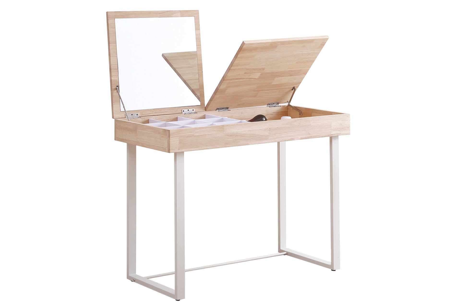 Commode coiffeuse avec miroir en bois et métal coloris naturel /blanc ...