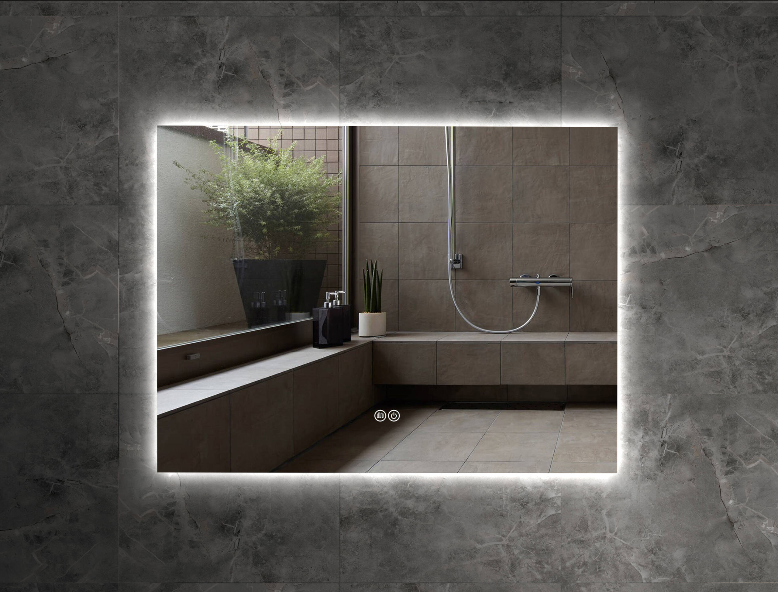 Espejo de baño Rectangular con luz LED ambiente VENUS con antivaho ...
