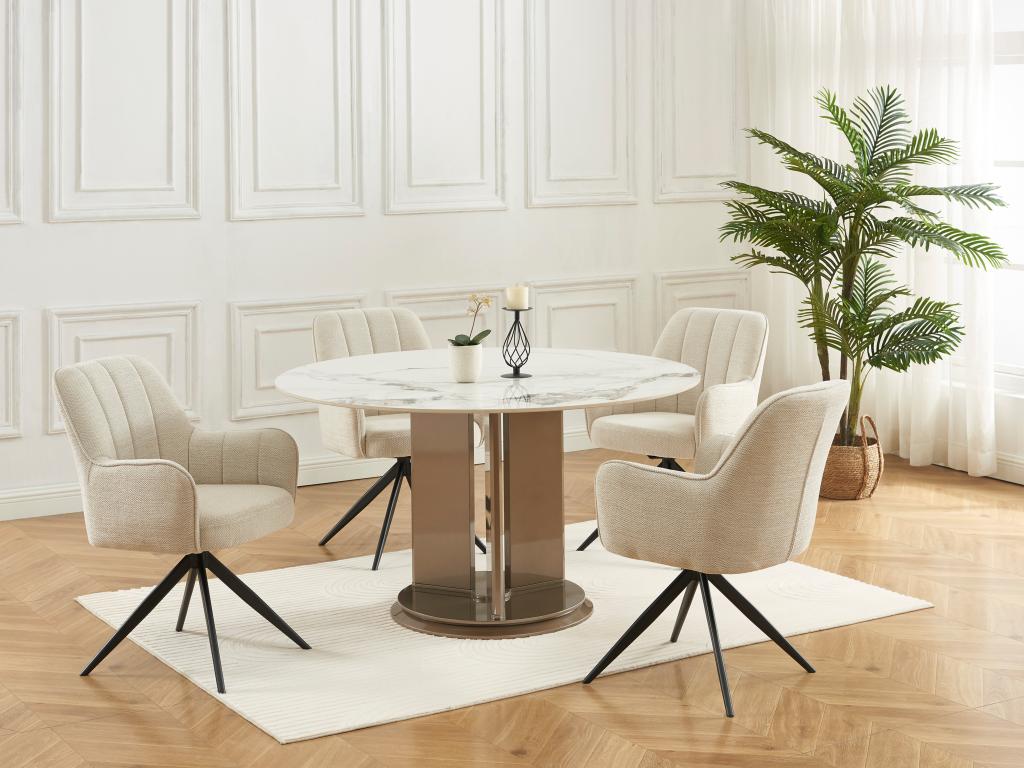 Lot de 6 chaises pivotantes avec accoudoirs en tissu et métal noir ...