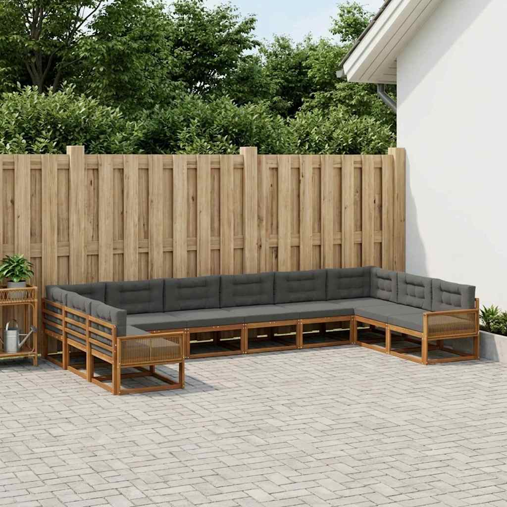 Conjunto de sofás de exterior 10 pcs Natural y Antracita | Leroy Merlin
