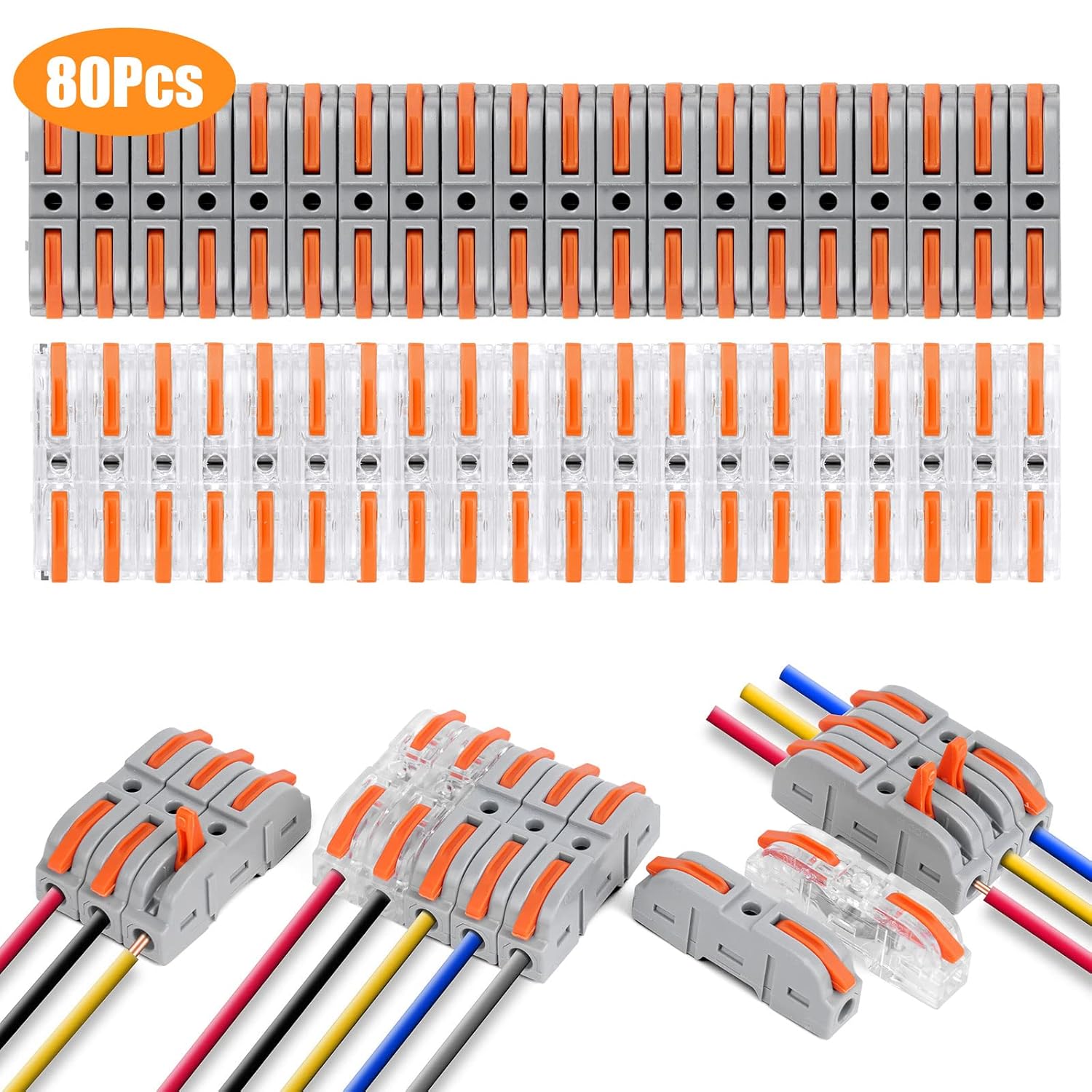 Connecteurs Électriques Rapide avec Levier,80 PCS Bornes de Connexion ...