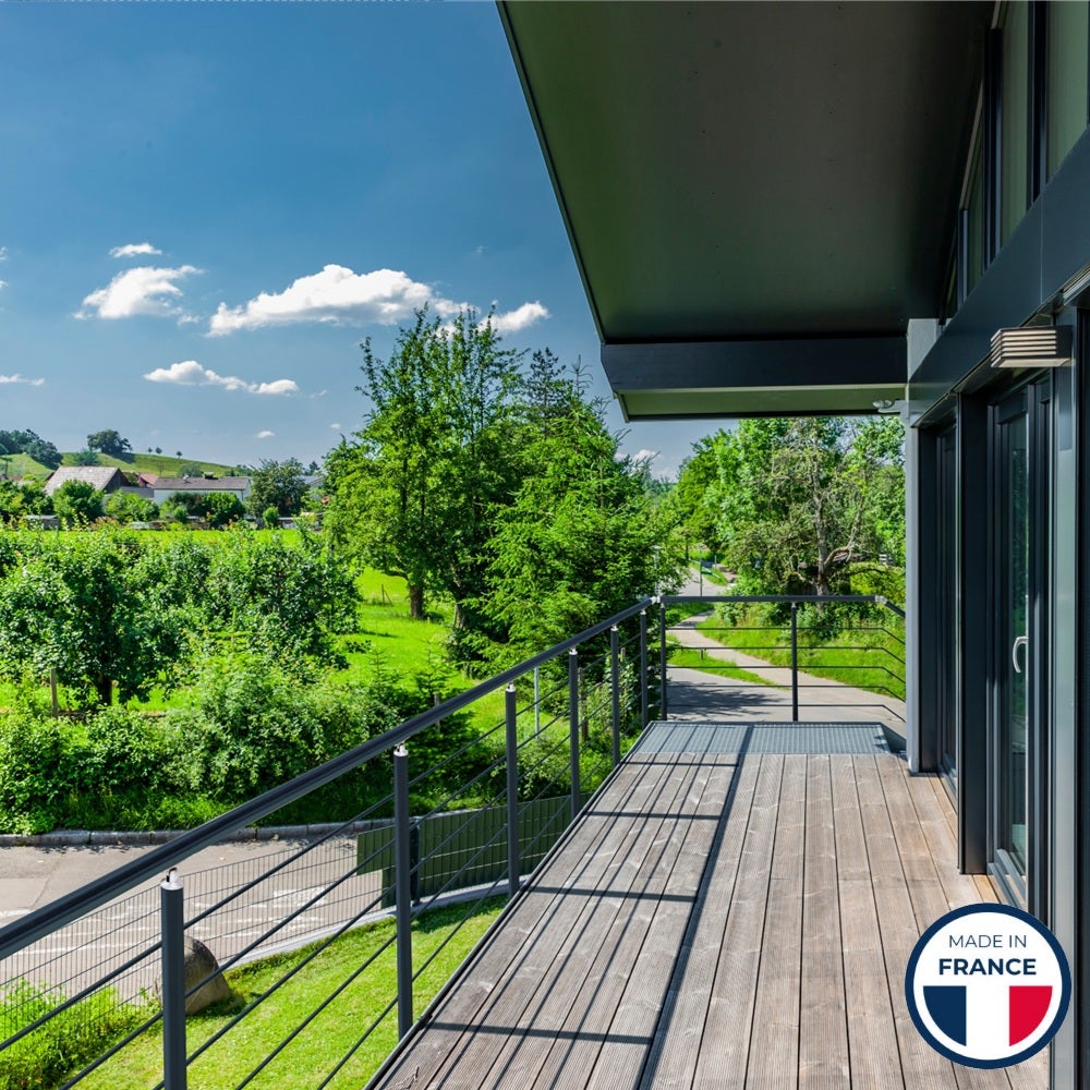 Garde-corps aluminium gris foncé, 3m pose à visser au sol, intérieur et ...