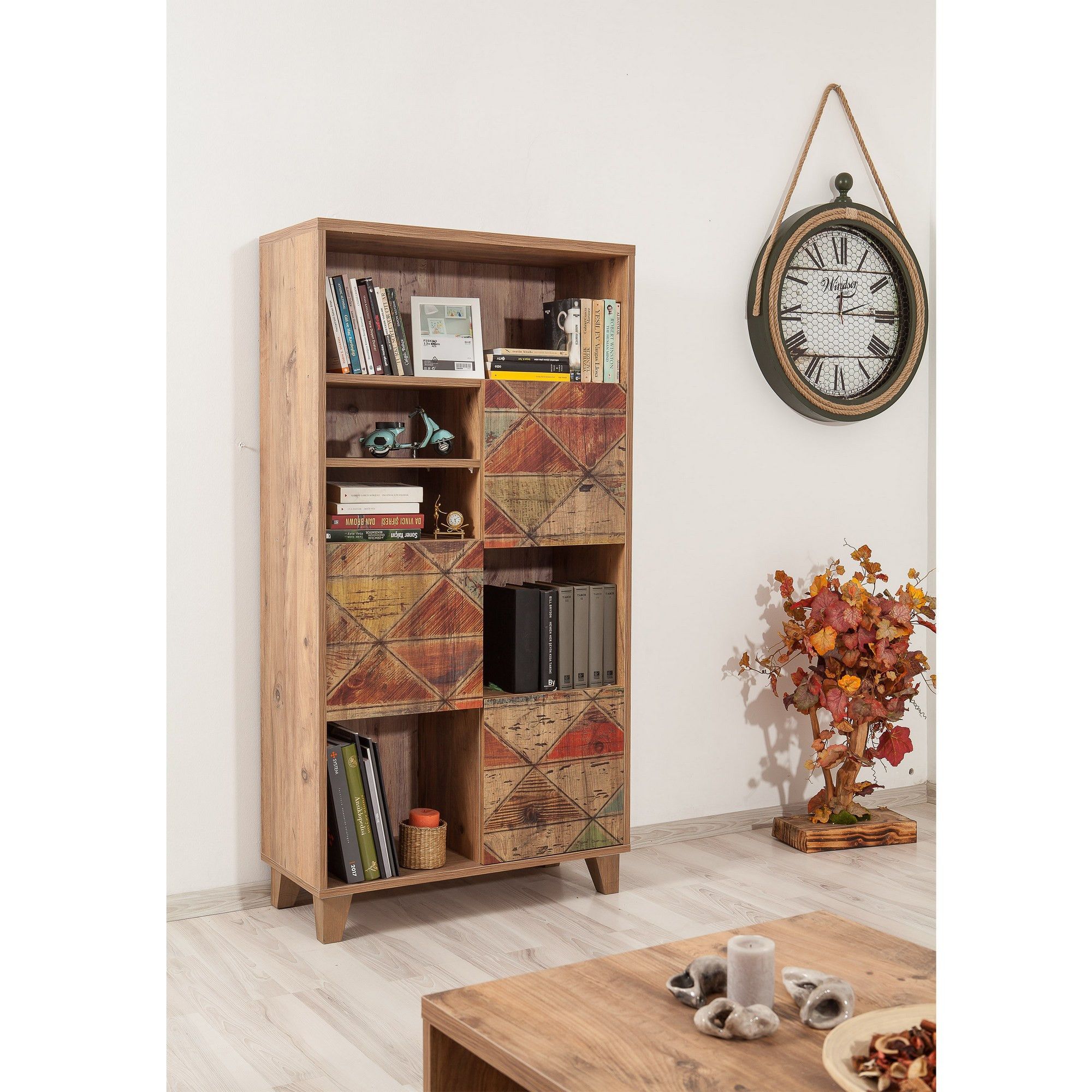 Bibliothèque Casa L80cm Bois Motif Triangle Multicolore | Leroy Merlin