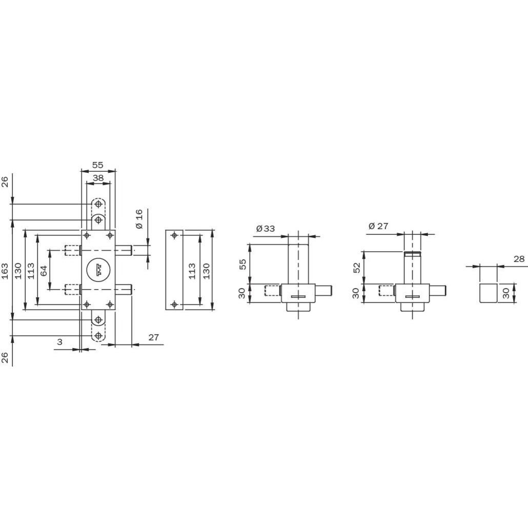 Verrou PERFECTA 3 points double entrée cylindre à pompe de 50mm - ISEO ...