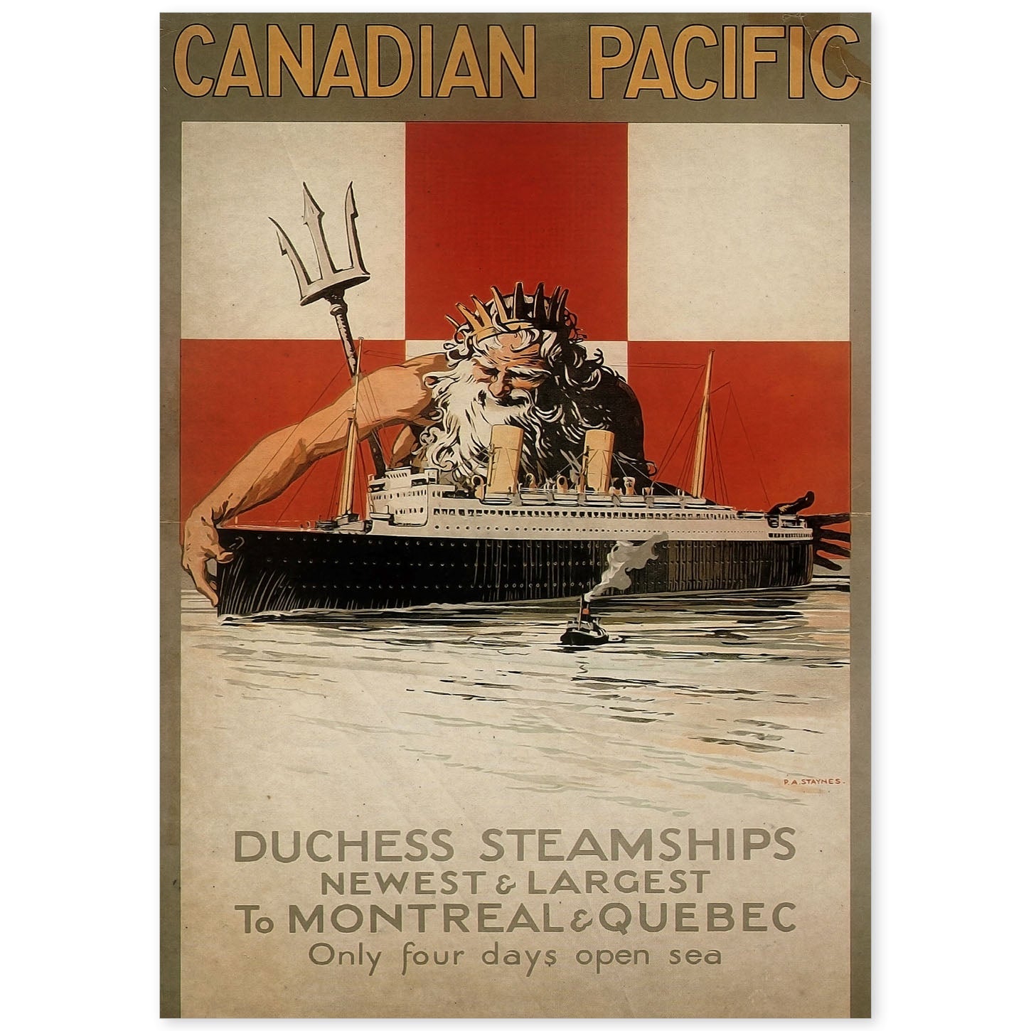 Affiche Vintage De Poséidon. Avec Des Images Publicitaires Vintage Et ...
