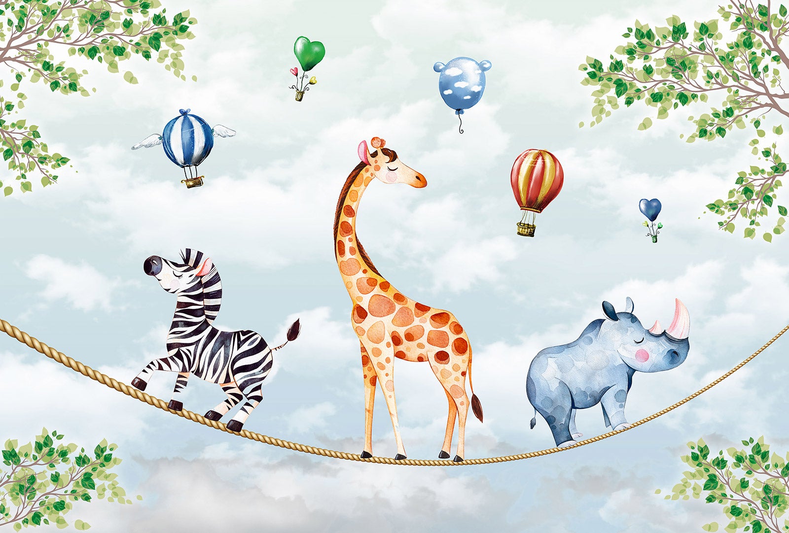 Papier peint panoramique Enfants - Animaux de la Jungle - Largeur 473 ...