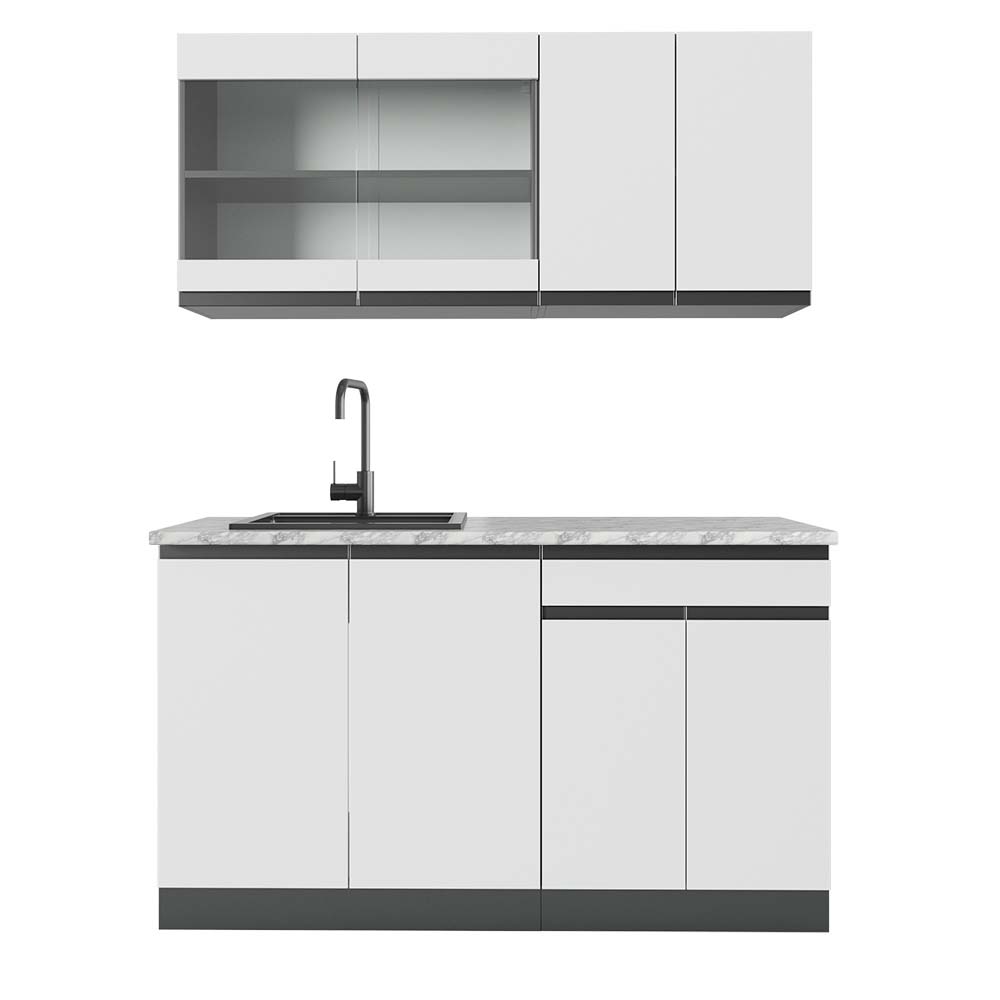 Vicco Cuisine R-Line, blanc/anthracite, 140cm , PT Marbre | Leroy Merlin