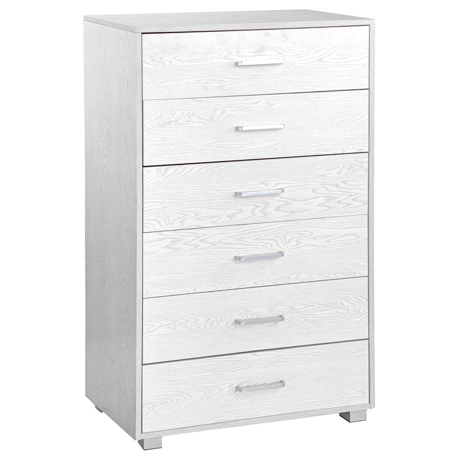 Mobile cassettiera in legno 6 cassetti rovere sbiancato 68x40x115 cm ...