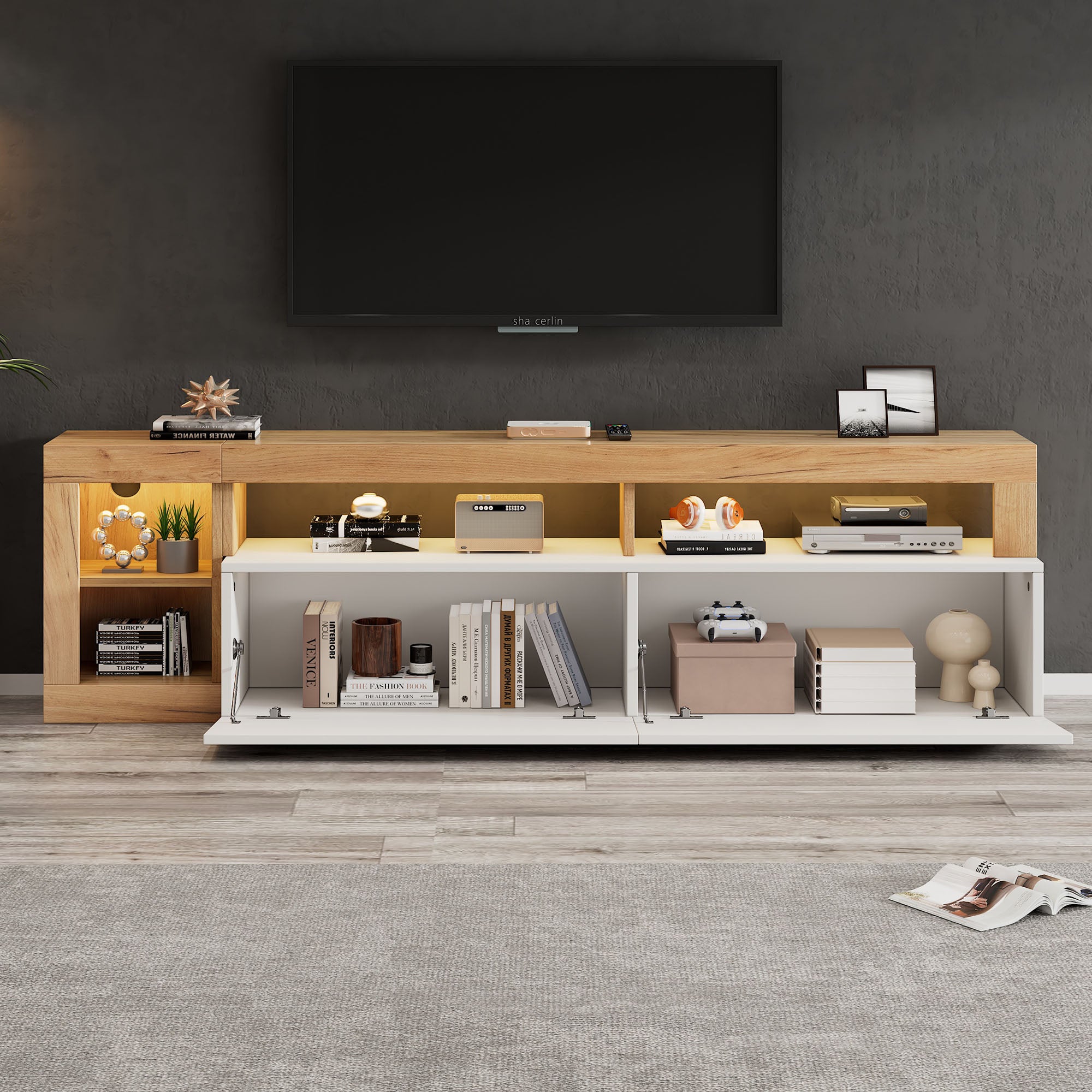 Mueble para TV moderno: apto para televisores de hasta 80 pulgadas ...