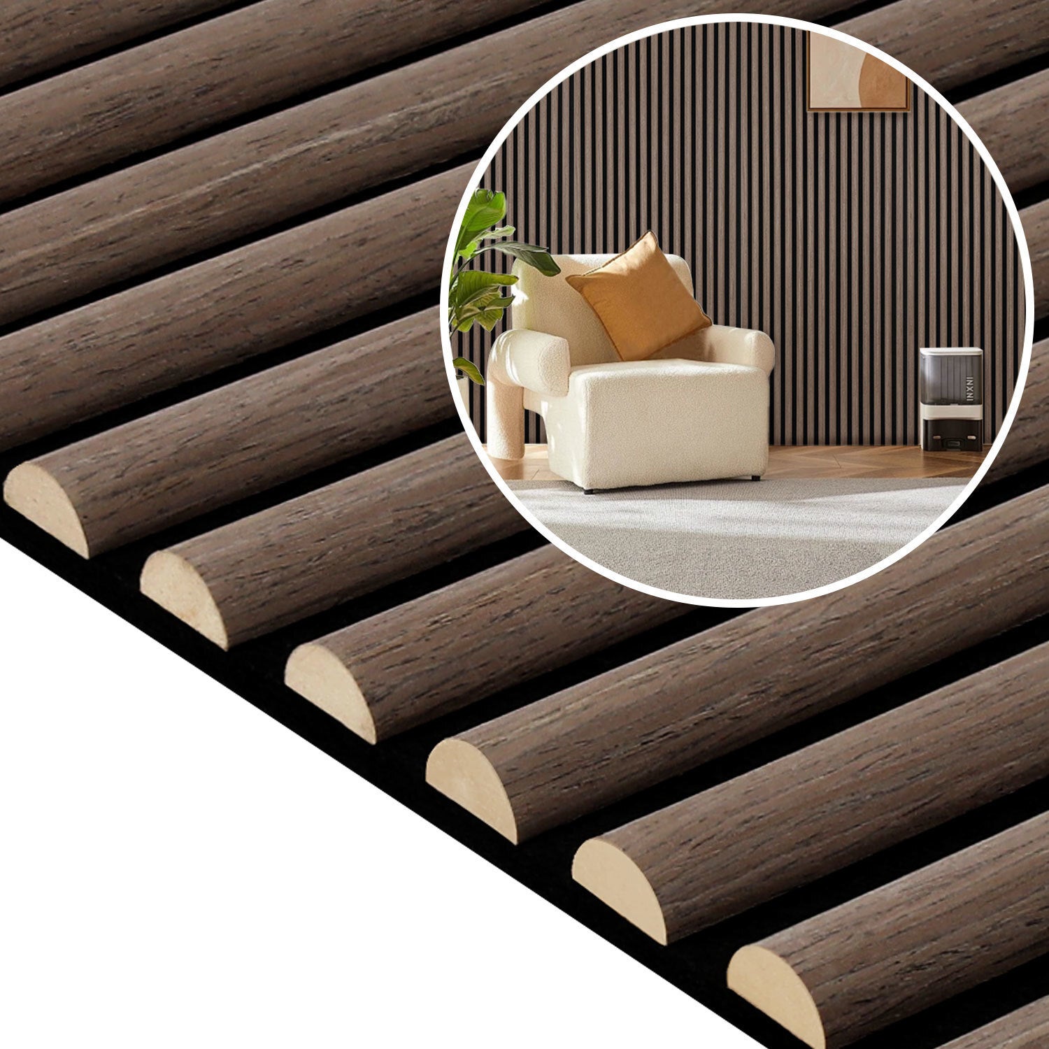 Semicirculares Panel con listones Revestimiento mural natural Panel ...