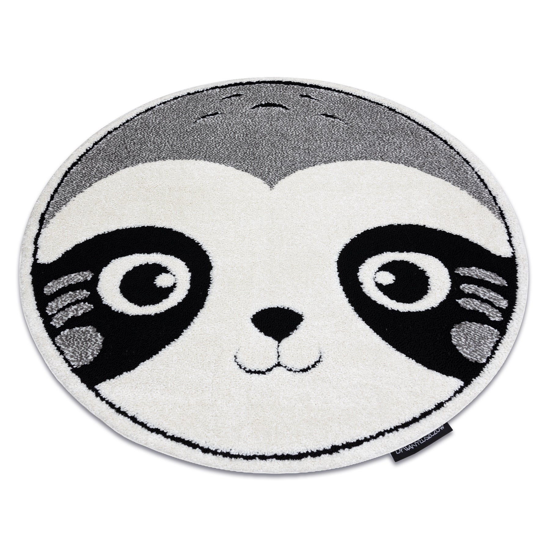 Tapis enfant moderne JOY Cercle Panda pour enfants - structurel deux niveaux de polaire gris ...