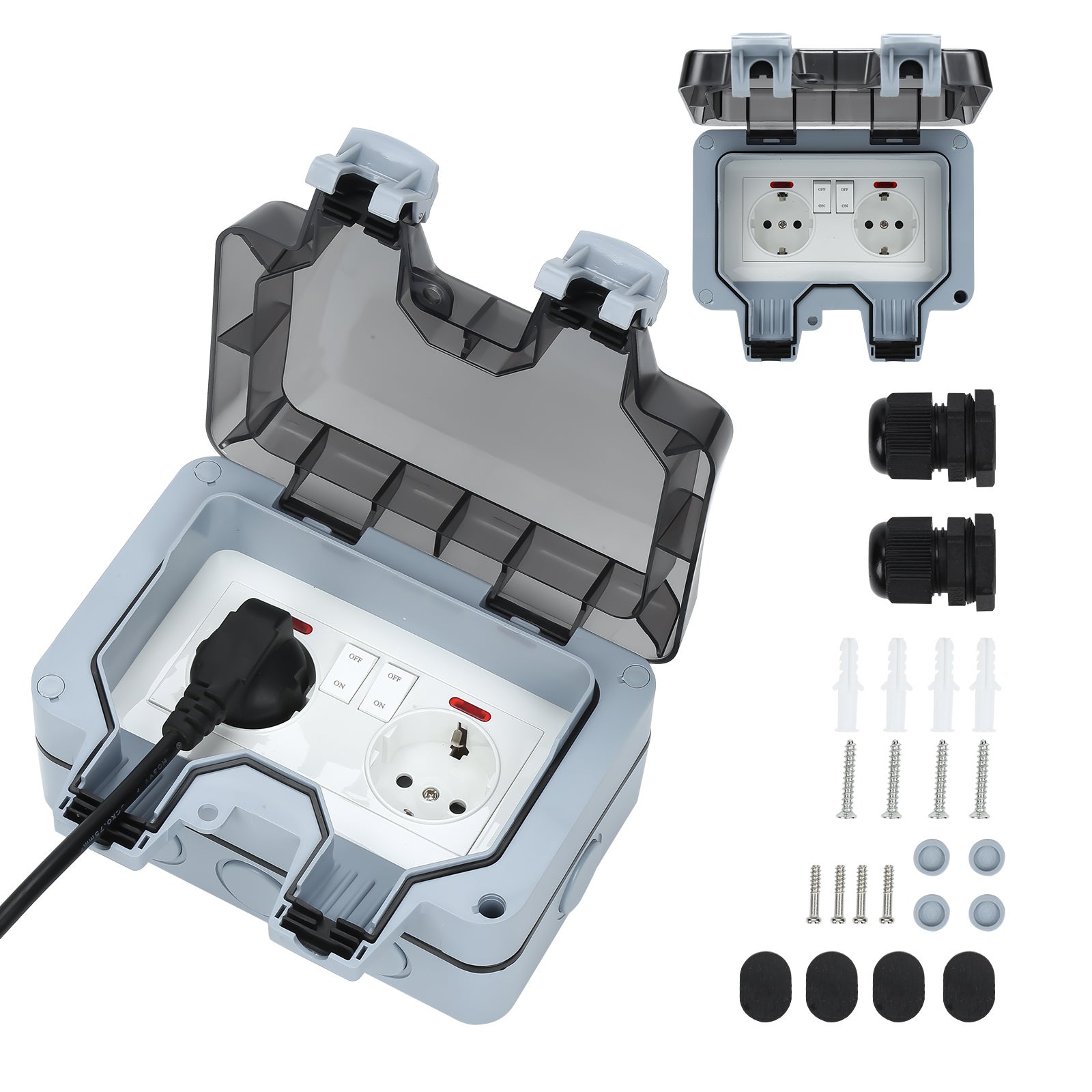 2X Prise Étanche Double Prise Electrique Extérieure IP66 Étanche Prise ...