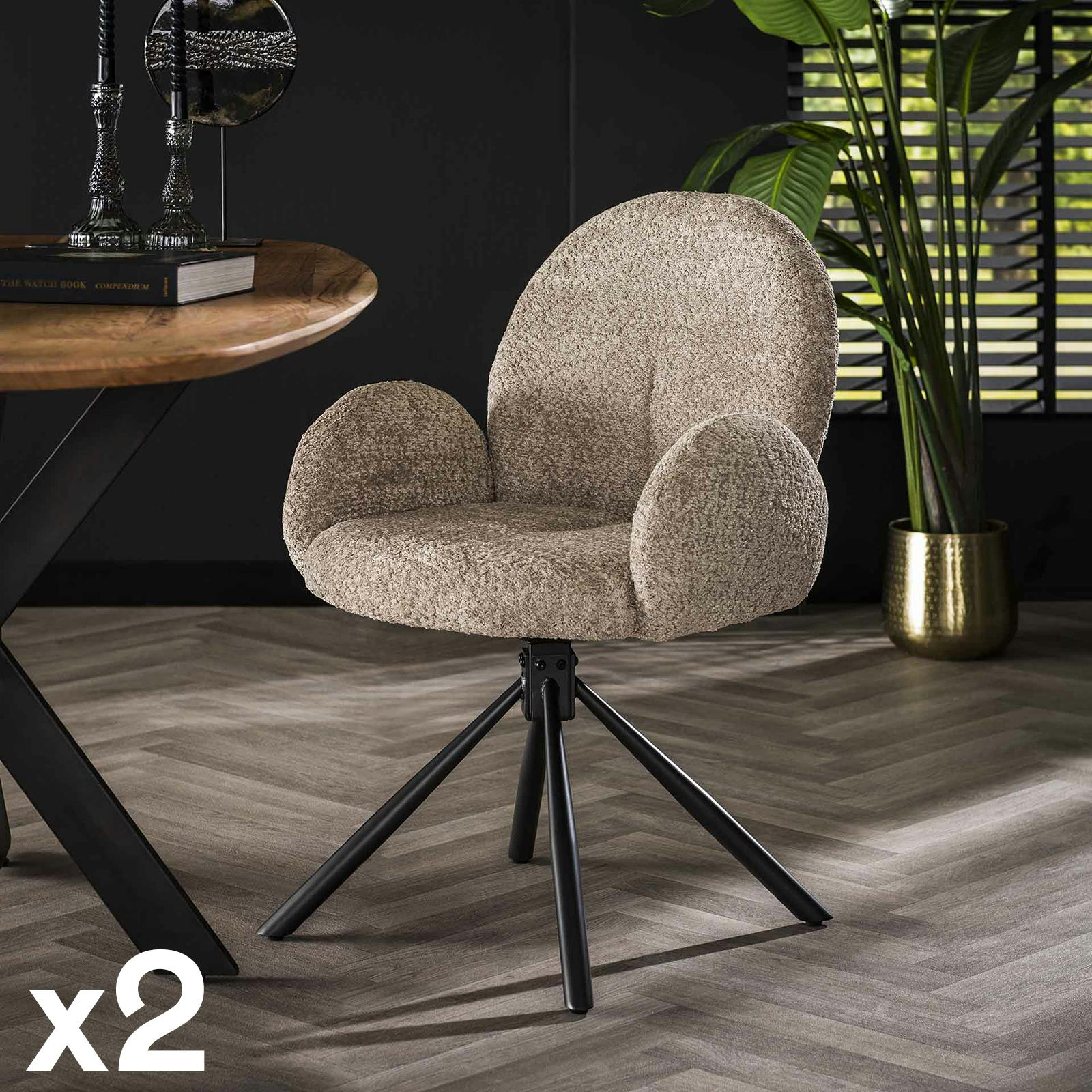 Chaise en bouclette sable forme ronde (lot de 2) GALWAY | Leroy Merlin