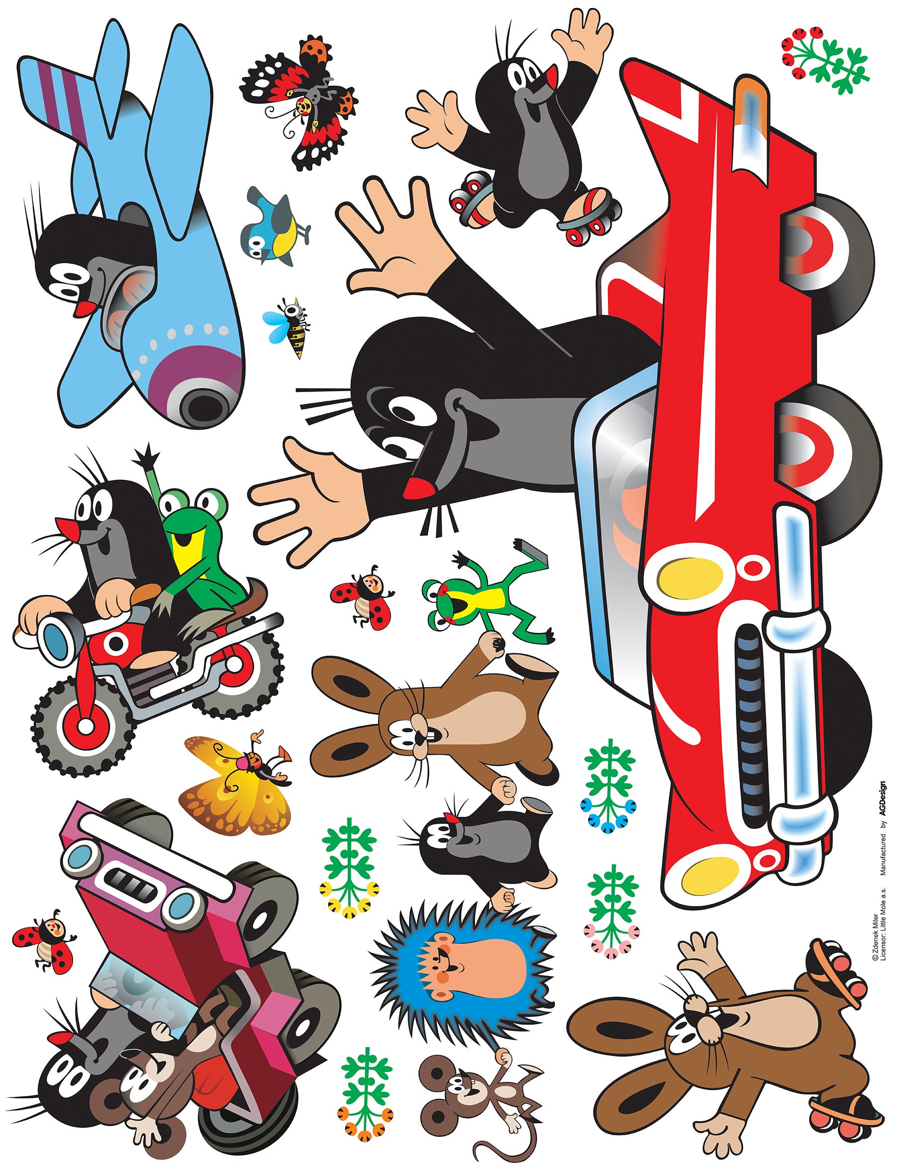 Mural decorativo autoadhesivo Krtek, el Topo negro, rojo y azul - 65 x ...