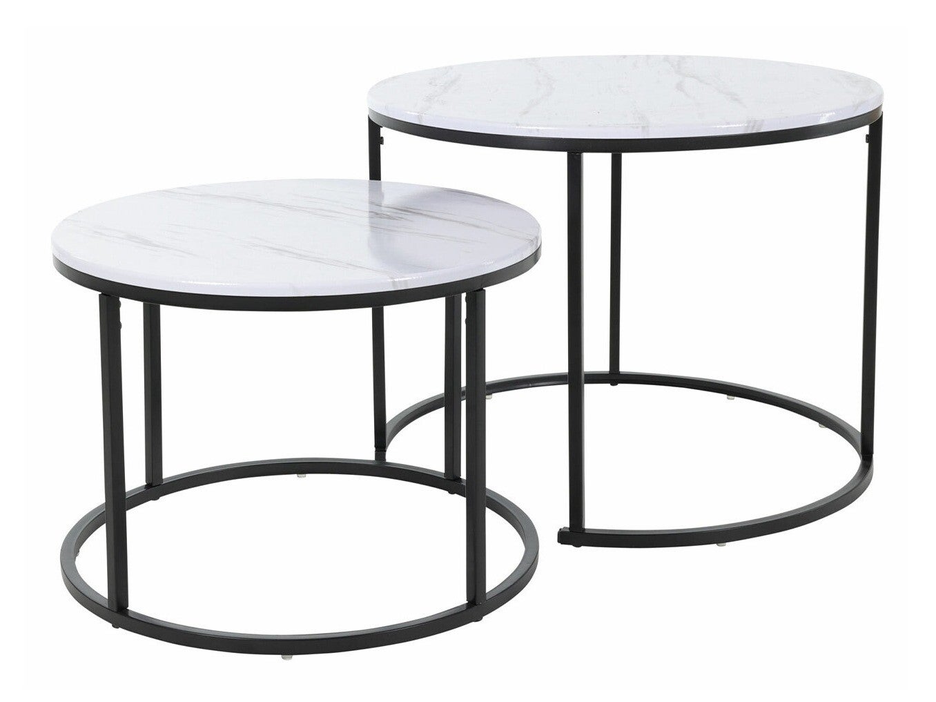 Ensemble tables basses Richardson 116, Noir, Marbre blanc, 46cm ...