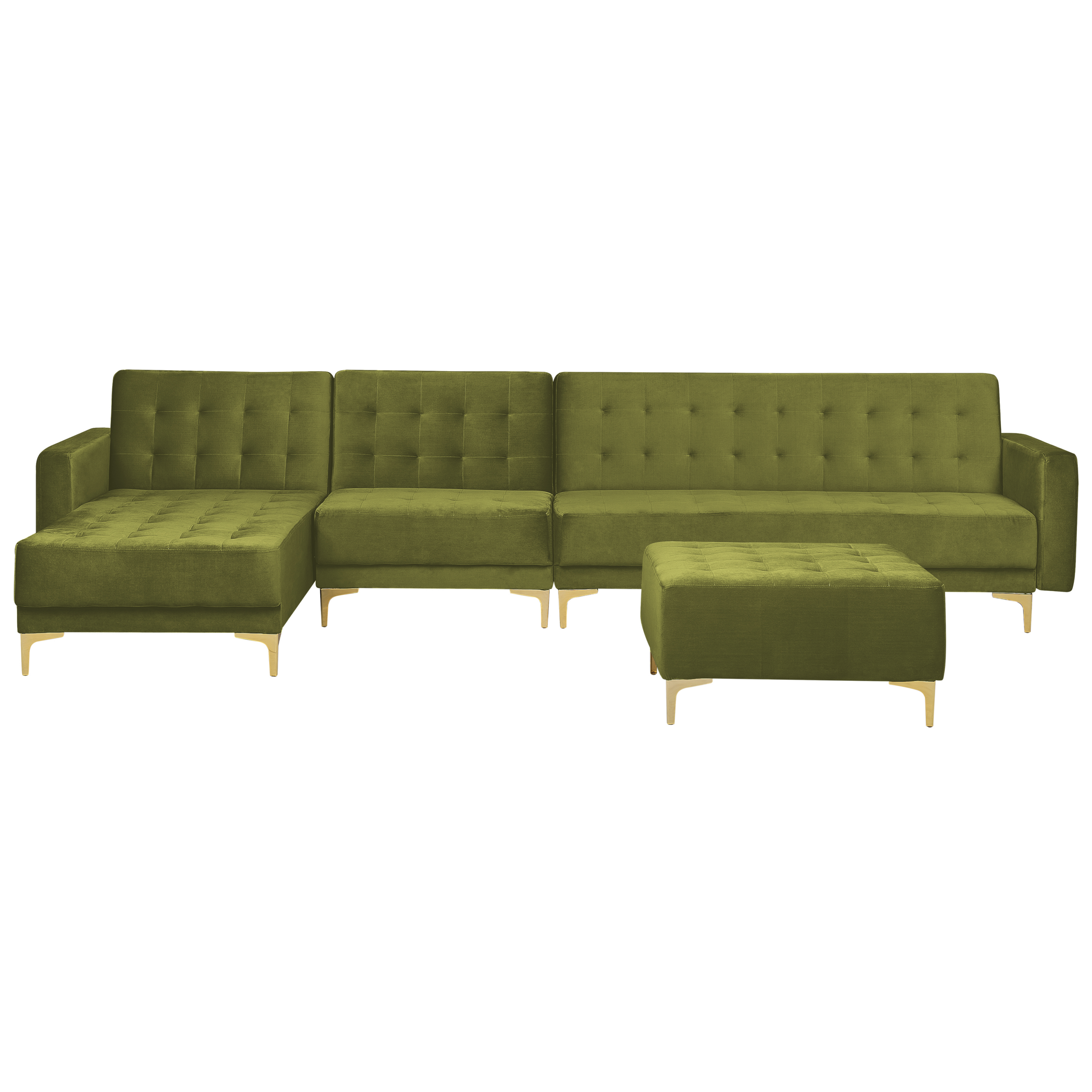 Canapé-lit d'angle modulable 5 places ABERDEEN Velours Vert avec ...