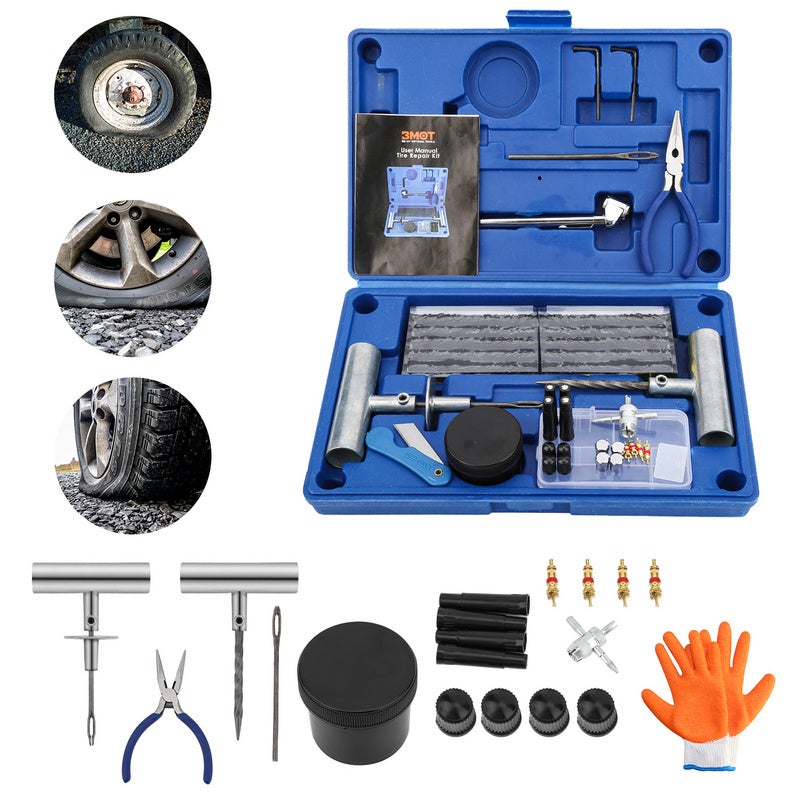 Kit Réparation Pneu 73PCS Rouge, Mèche Pneu Crevaison, Pour les Pneu ...