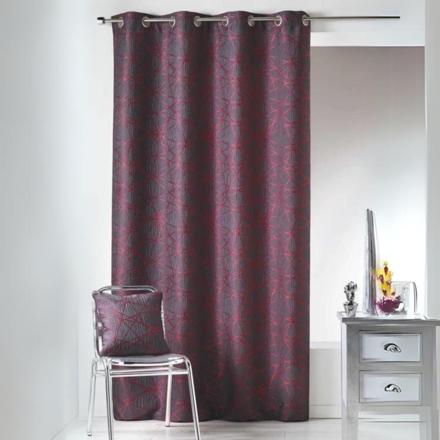 Rideau en Jacquard à Imprimés Design - Bordeaux - 140x260 cm - Jacquard ...