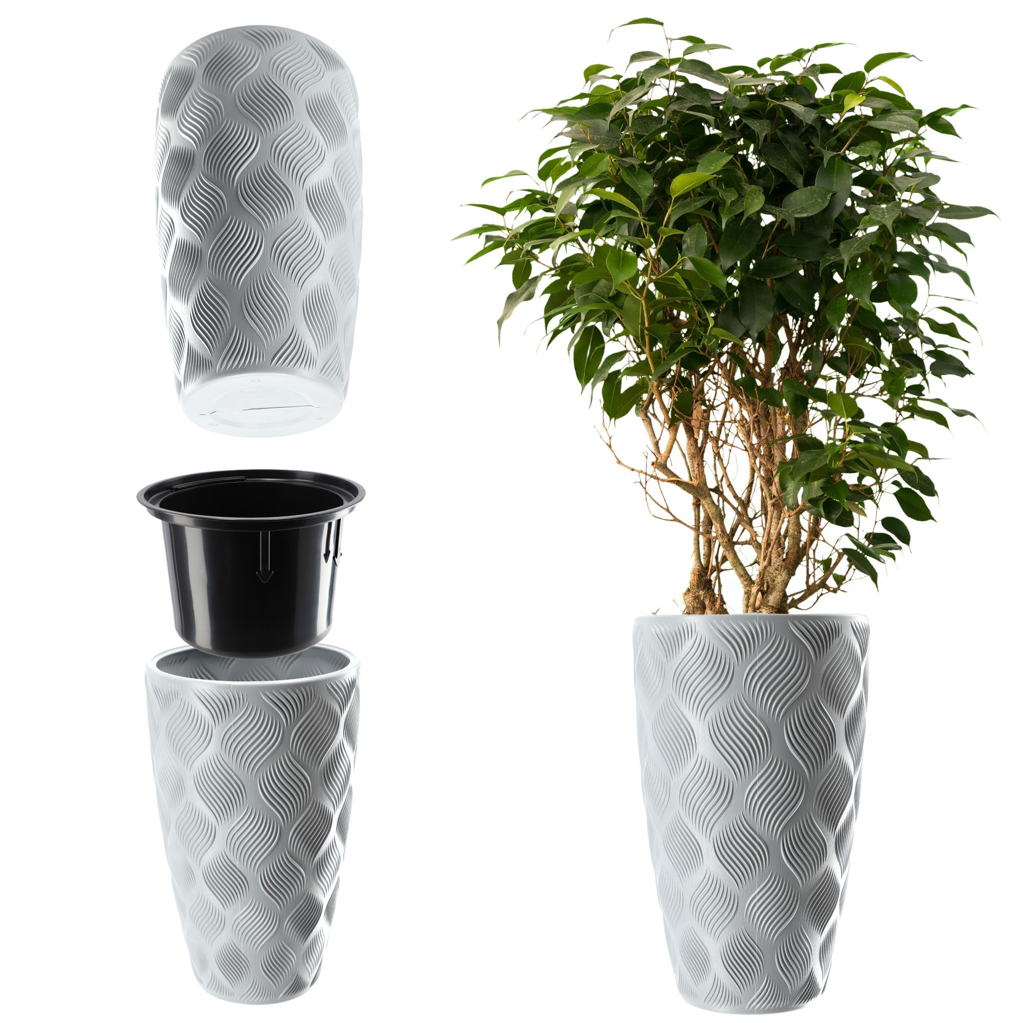 KADAX Pot de Fleur avec Insert Pot de Fleur de Jardin Gris 48,5 cm ...