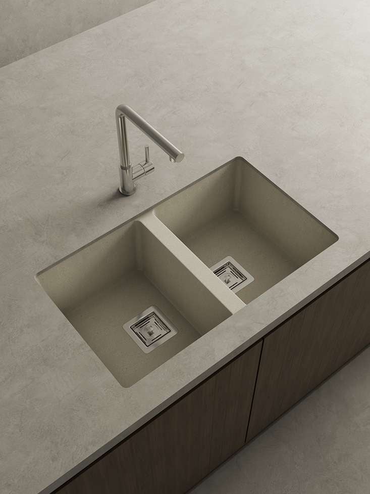 Cuve sous plan POALGI, ZIE 184, Granit, Beige Pumice, 75 cm, 2 bacs ...