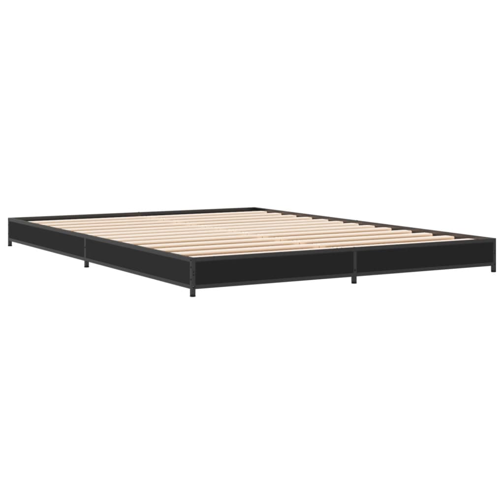Lit double | Lit adulte | Cadre de lit noir 120x200 cm bois d ...