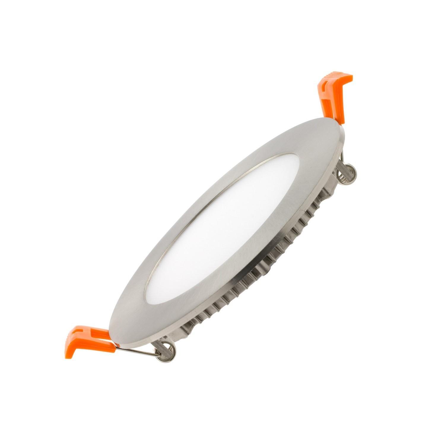 Dalle LED 6W Ronde Extra-Plate Coupe Ø 110 mm Argentée 3000K Blanc chaud | Leroy Merlin