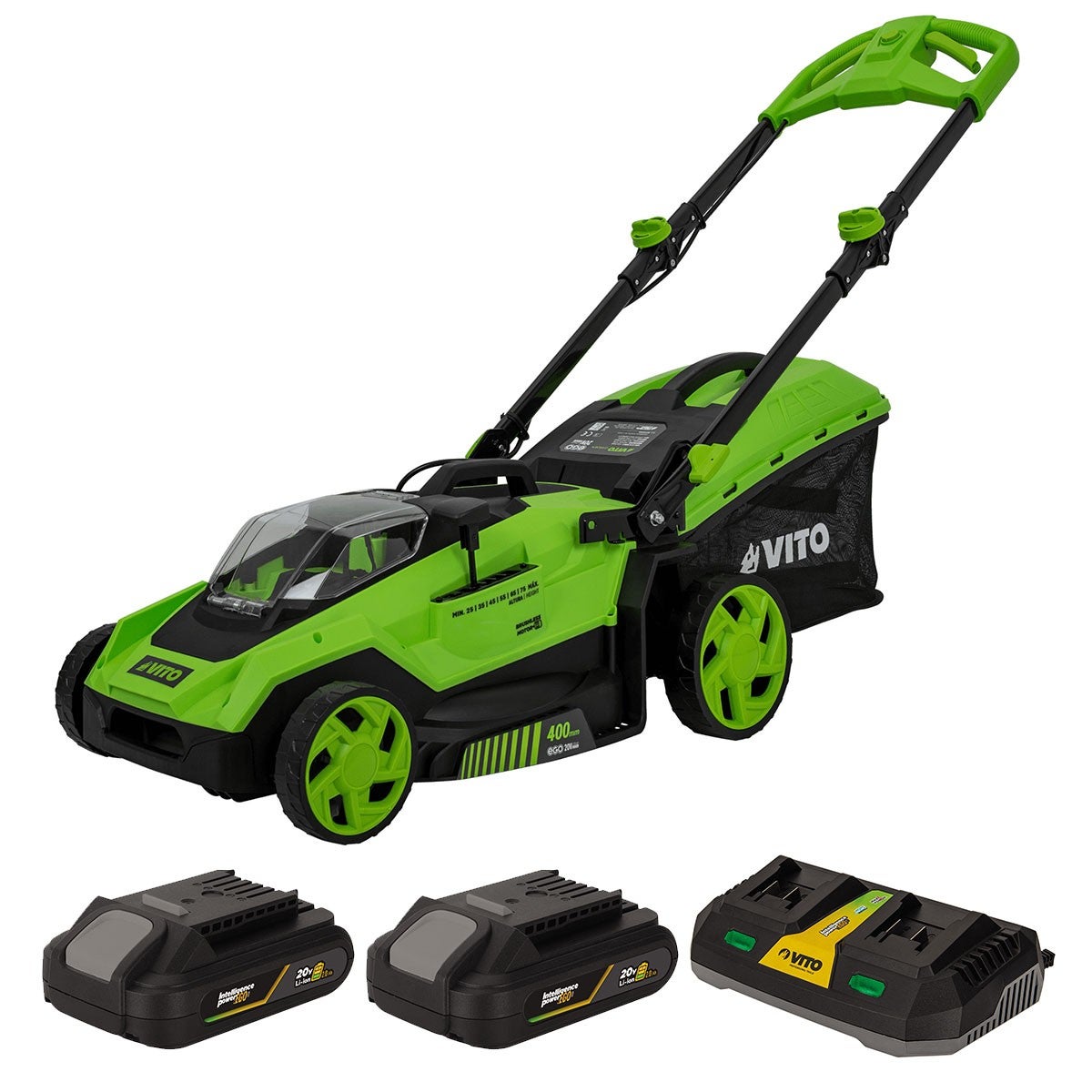 Tondeuse à gazon sans fil 40V + 2 Batteries 2.0Ah + Chargeur double ...