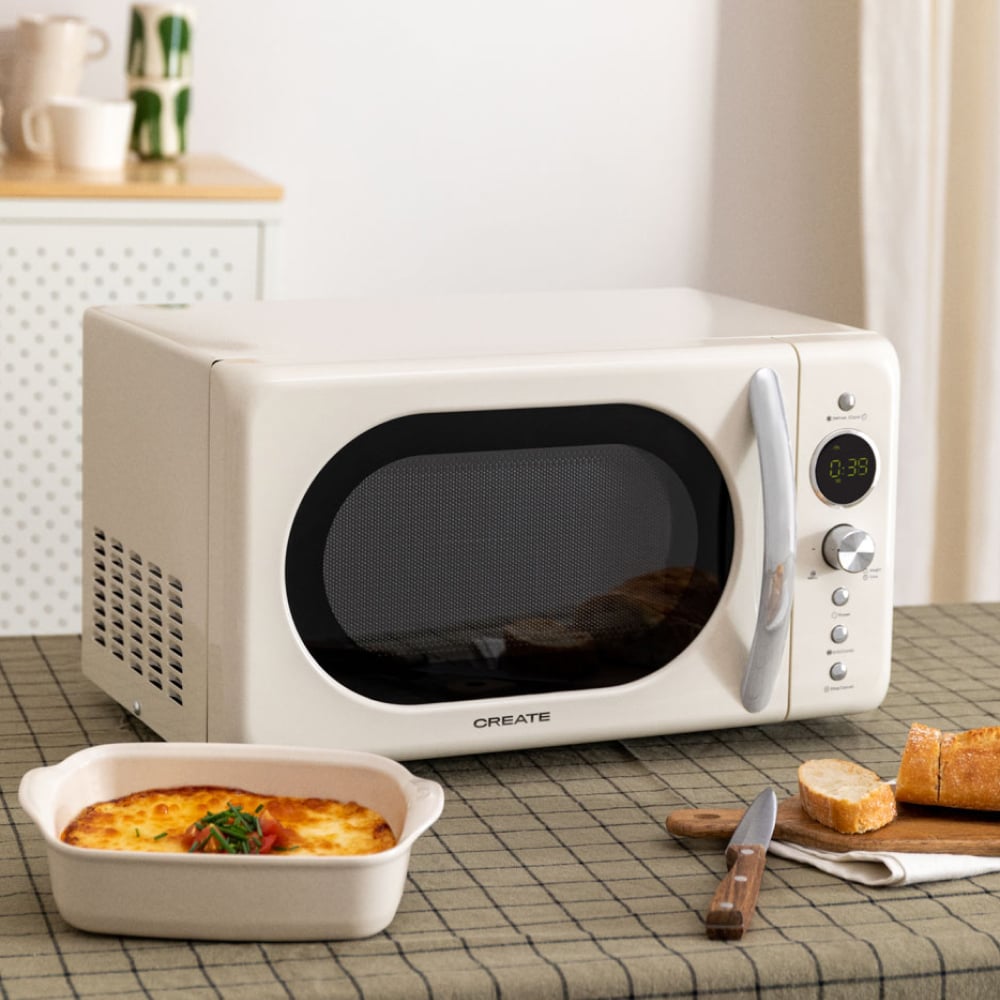 CREATE - MICROWAVE RETRO - Micro-ondes gril numérique 900W - Blanc ...