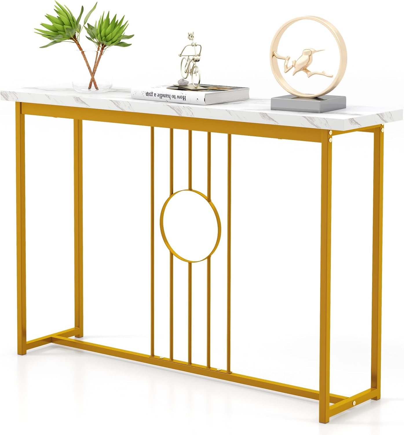 Table console d'entrée, entrée étroite avec plateau en marbre imitation ...