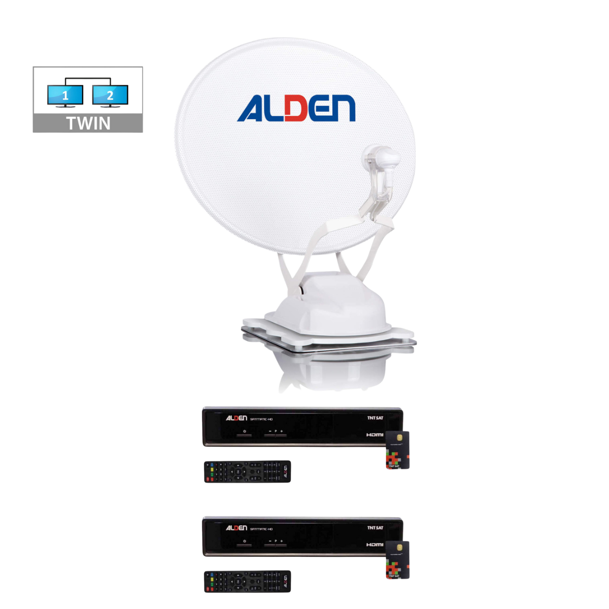 PACK ALDEN Onelight EVO Parabole Auto 60cm + 2 x Décodeurs TNTSAT + LNB Twin | Leroy Merlin