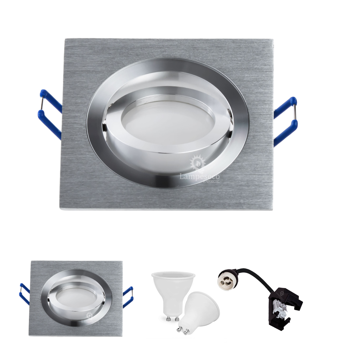 Lot de 2 Spot led encastrable orientable carré 5w eq. 50w, blanc neutre ...