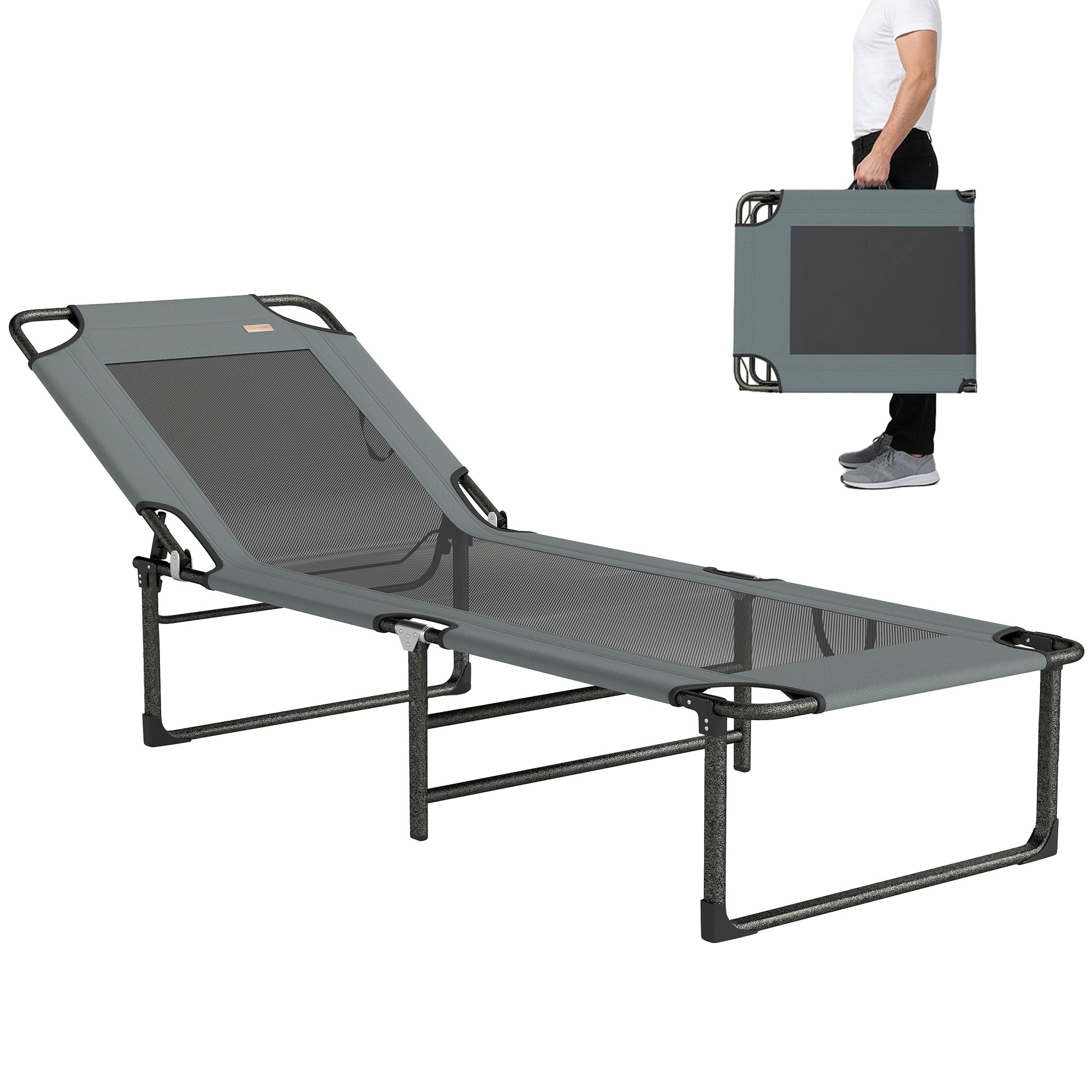 Chaise longue d'extérieur inclinable 4 positions, chaise pliante avec ...