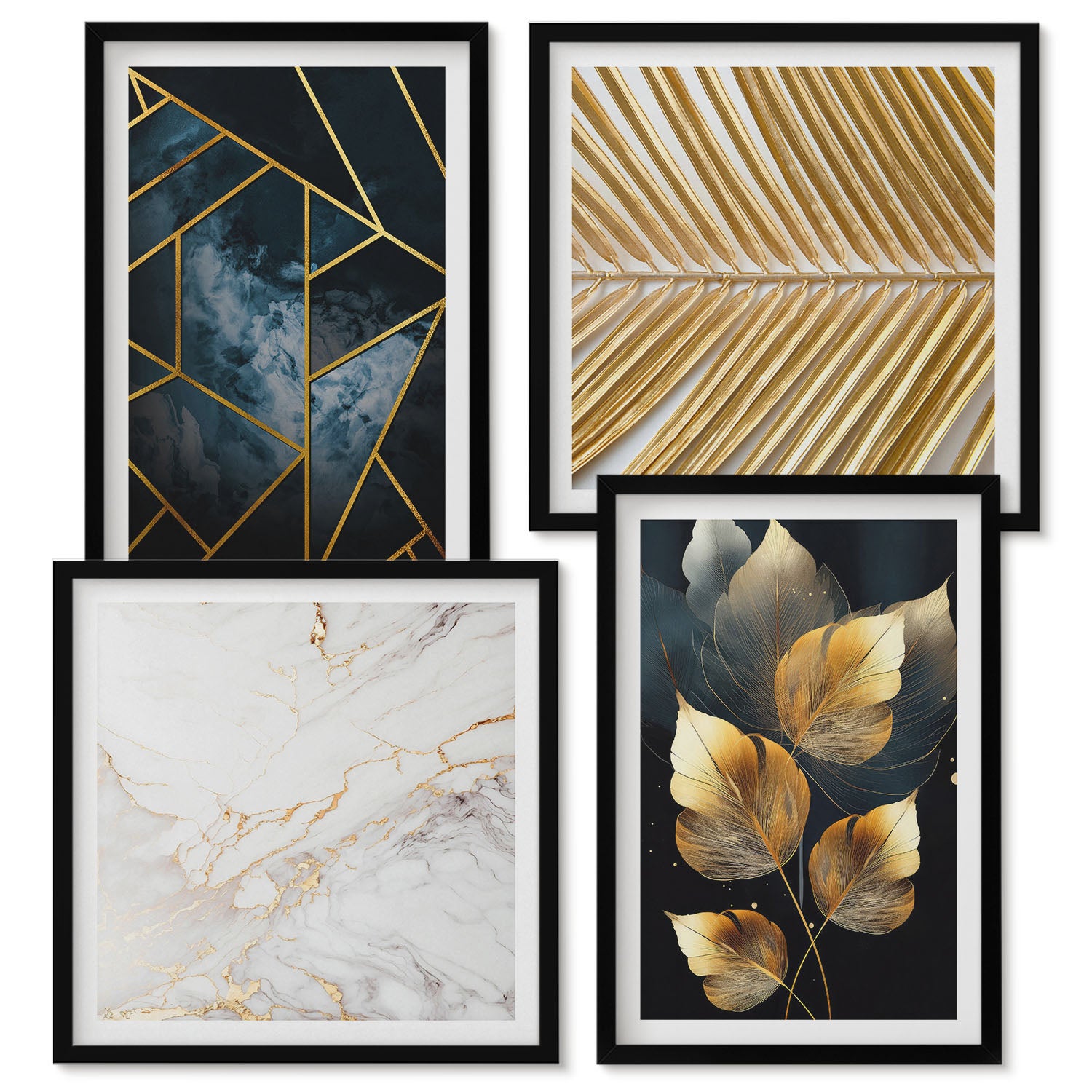 Ensemble de 4 tableaux encadrés | Motifs géométriques modernes et ...