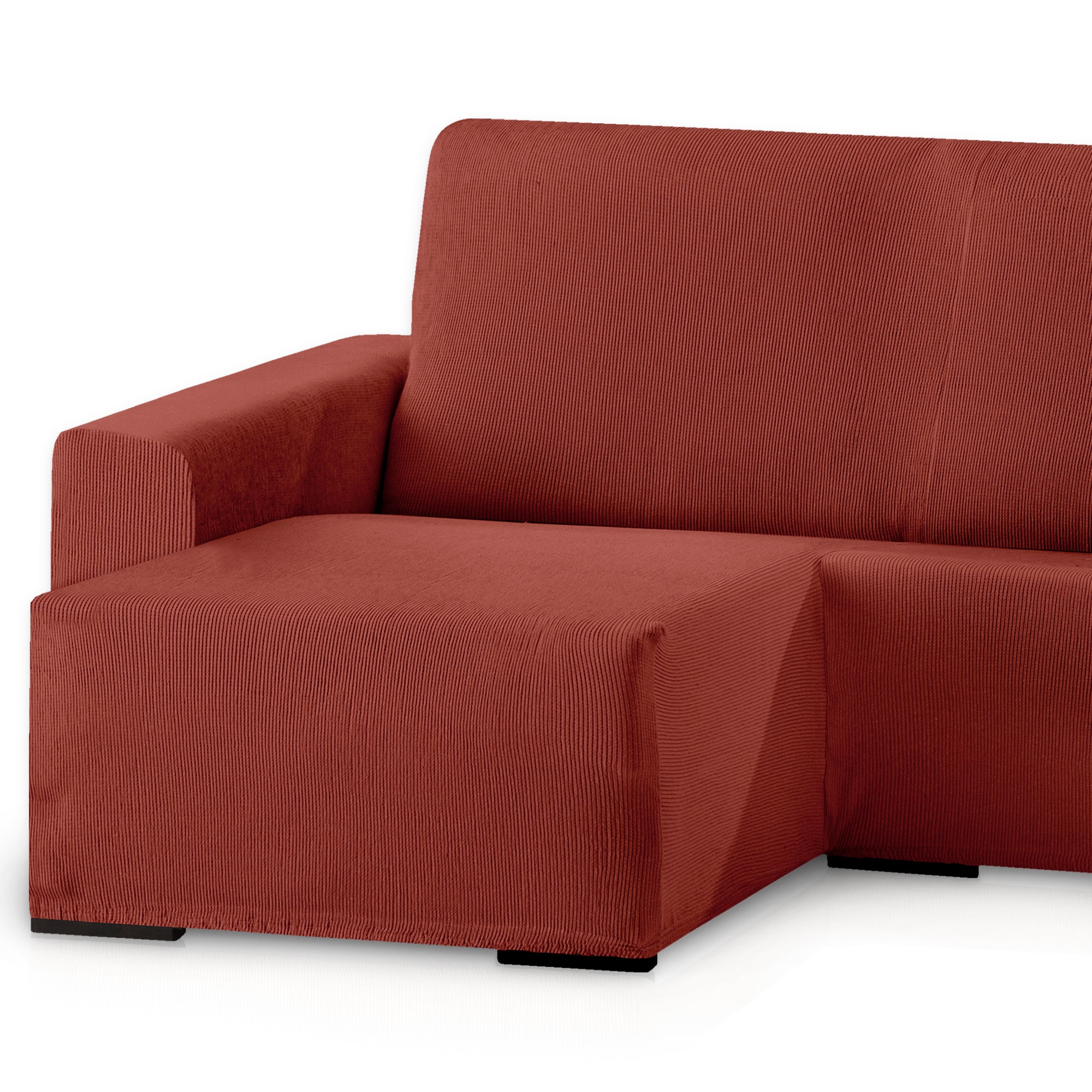 Funda de Sofá Elástica Adaptable. Modelo Rustica. Teja Chaise Longue ...