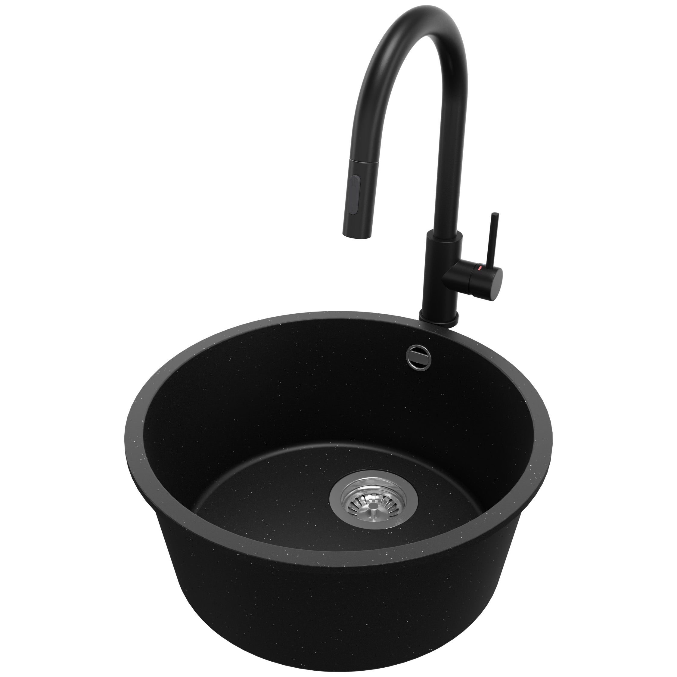 Fregadero Granito Circular Negro Metallic 46x46cm, Cocina 1 Seno ...