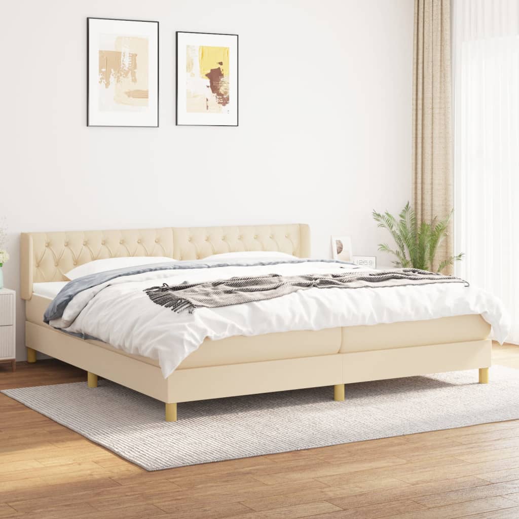 Cama box spring con colchón tela color crema 160x200 cm | Leroy Merlin