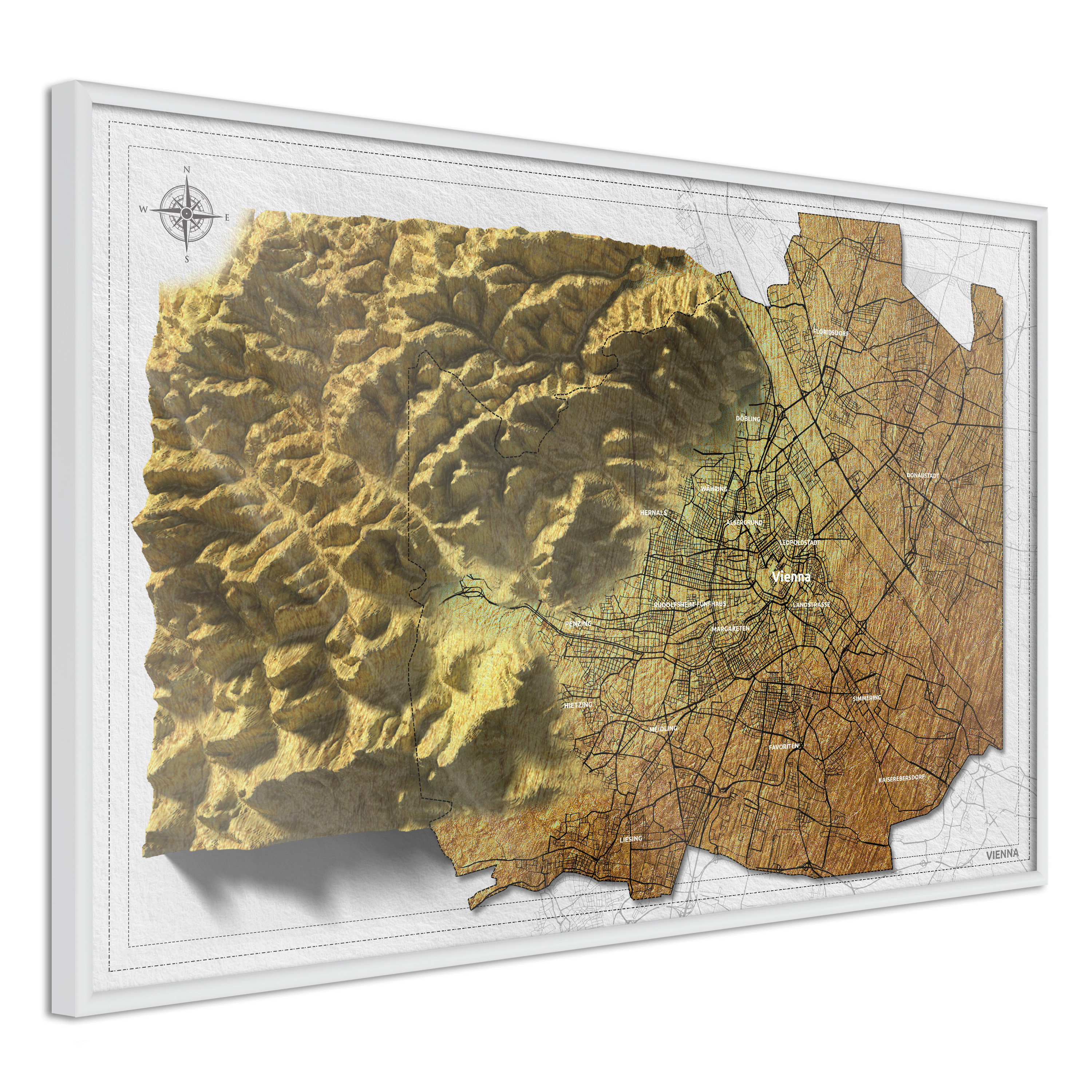Poster - Raised Relief Map: Vienna 90x60 cm | Leroy Merlin