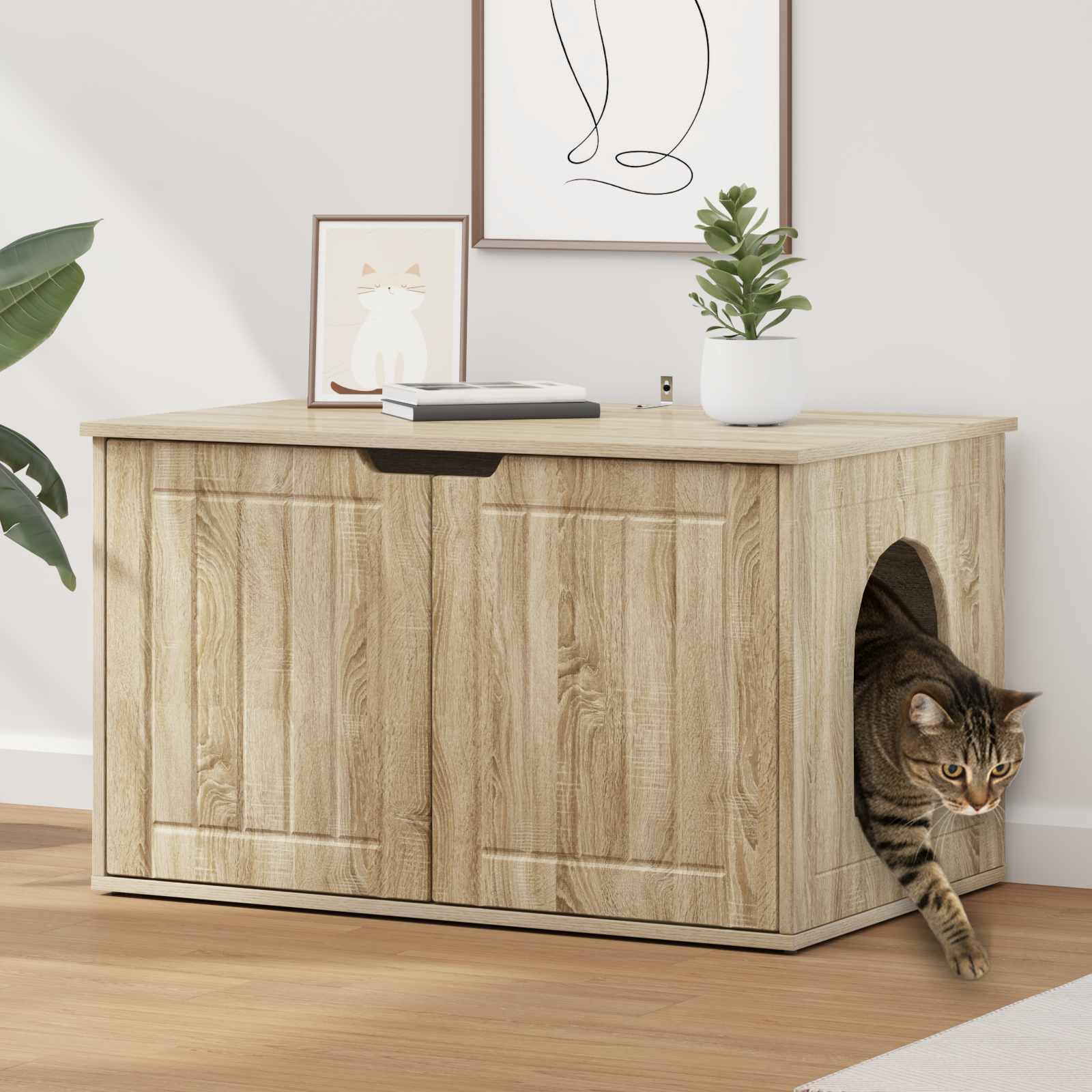 Maison pour chat 85 x 55 x 50,5 cm Bois d'ingénierie | Leroy Merlin