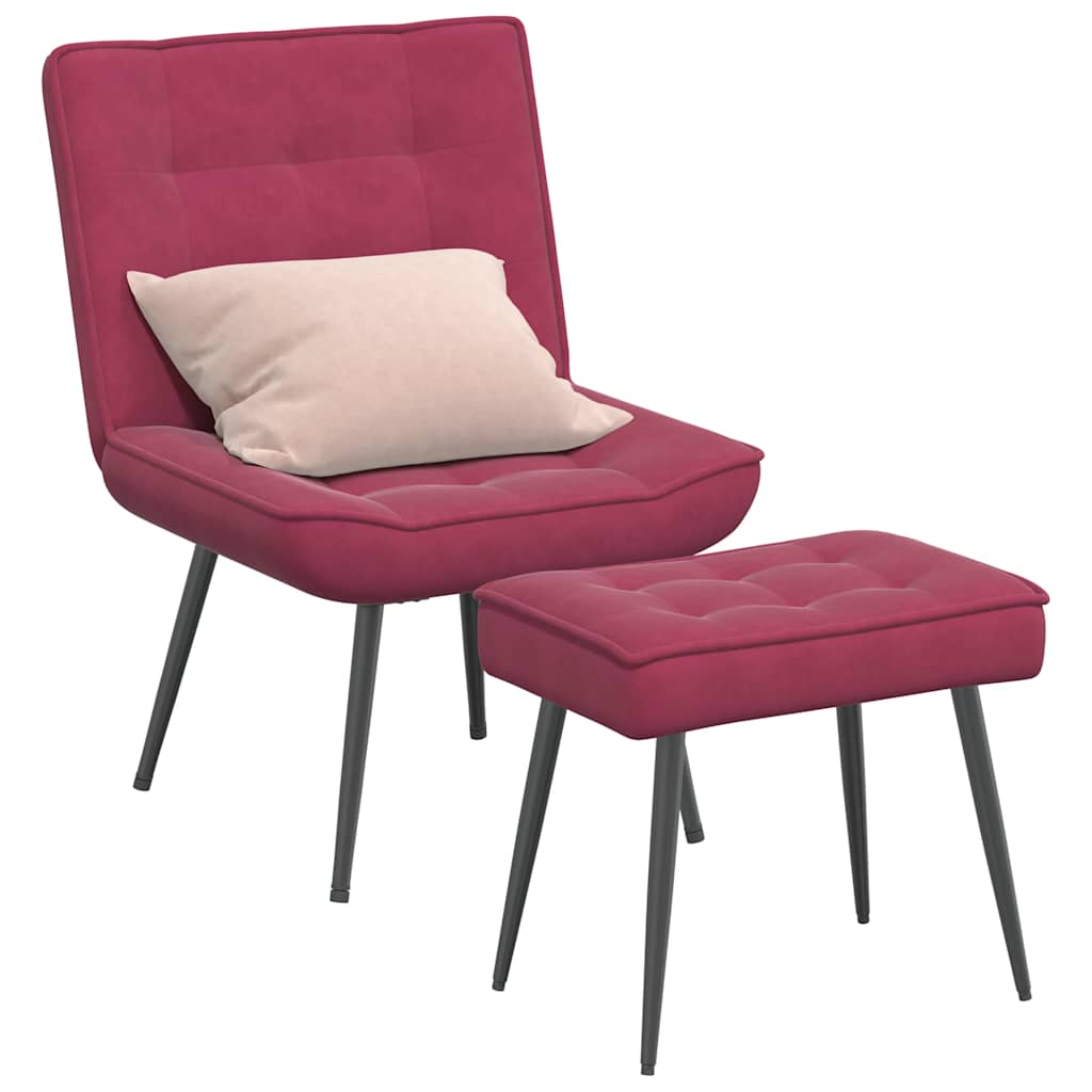 Maison Exclusive - Chaise de relaxation avec tabouret Bordeaux Velours ...