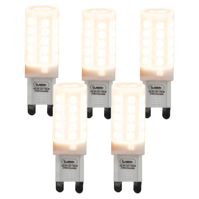 Set de 5 bombillas LED G9 regulables 3W 280lm 2700K | Leroy Merlin