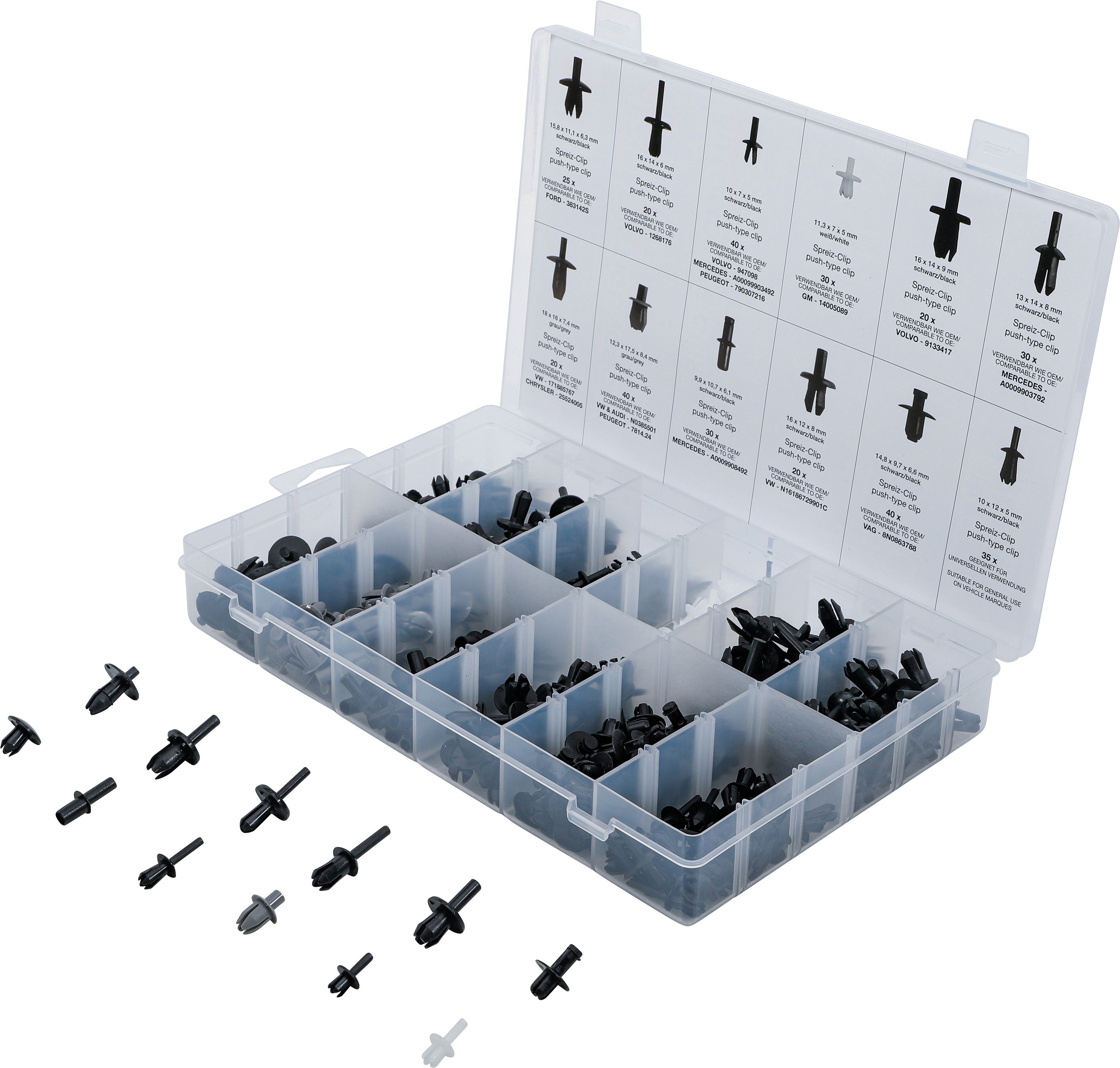 Assortiment de clips de fixation automobiles pour VW, Audi, Volvo ...