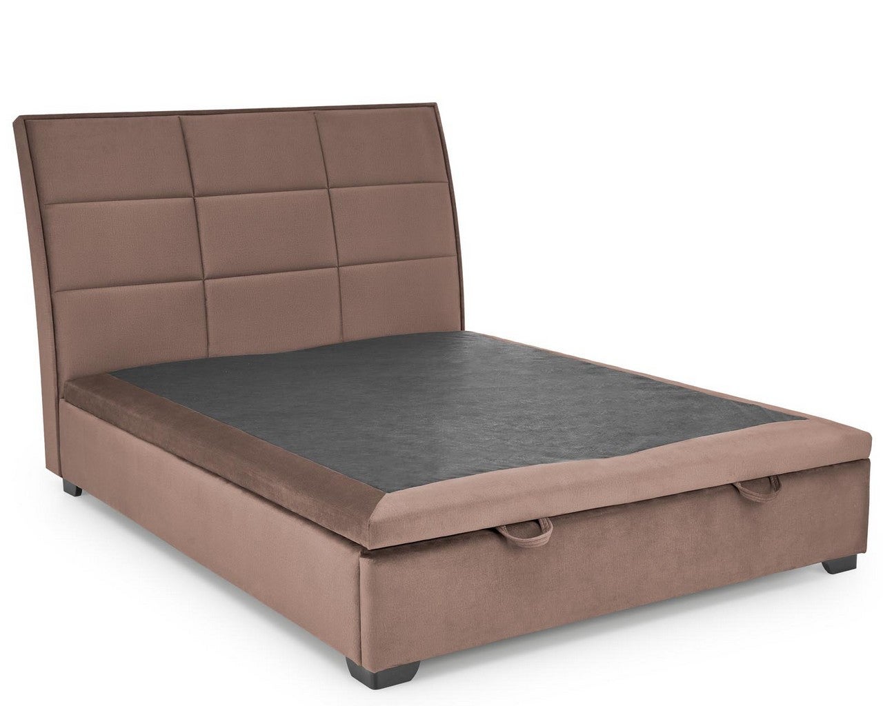 Letto a cassettone Rosalia 2 da 160 cm con testiera in velluto beige ...