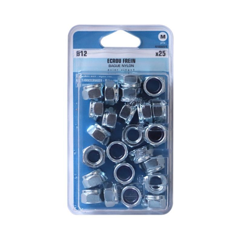 Ecrou frein 6 pans acier zingué - Diametre (mm) 12 - Conditionnement ...
