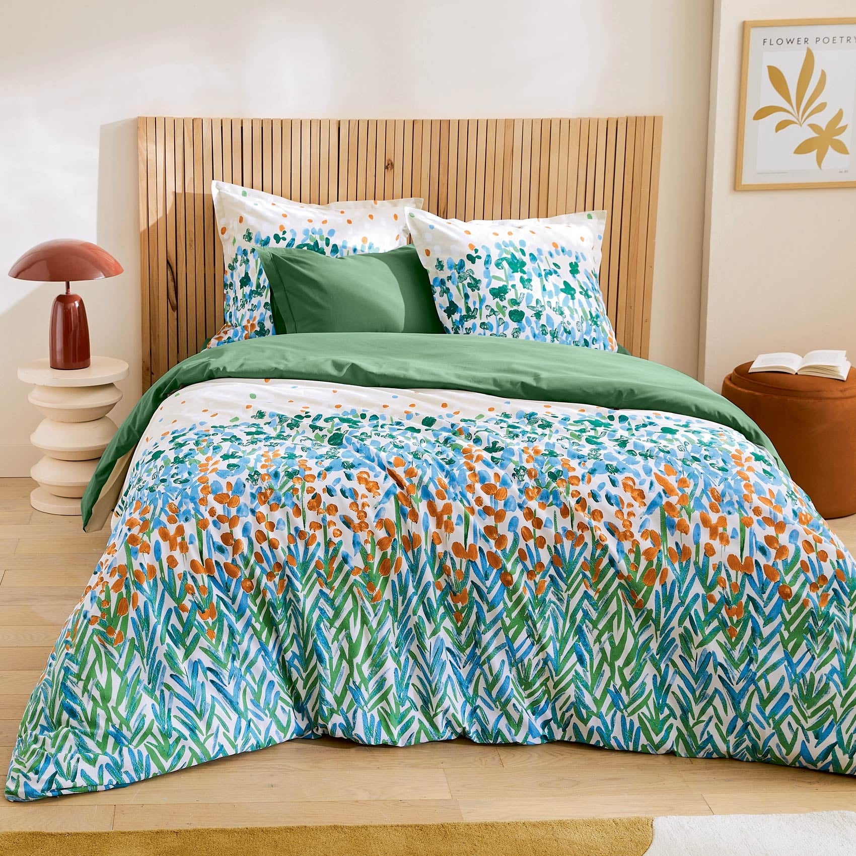 Parure de couette au style printanier - Vert - 200x200 cm - Coton ...