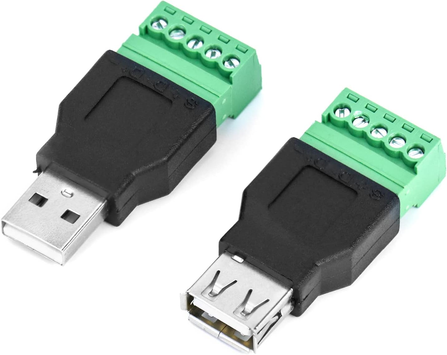 Złącze USB męskie i żeńskie, adapter złącza USB do bloku zacisków ...